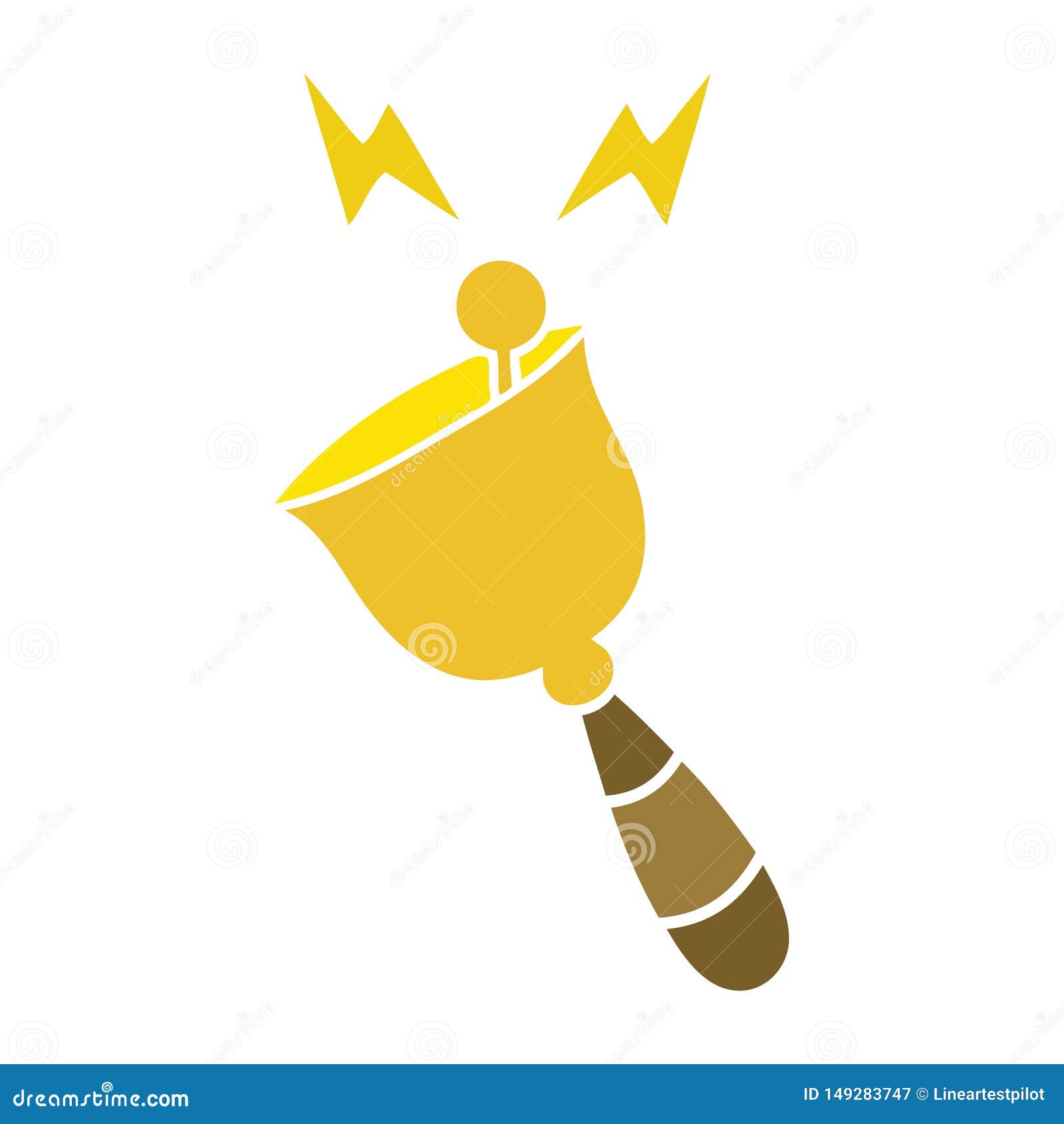 Flat Color Retro Cartoon Ringing Hand Bell Stock Vector - Illustration ...