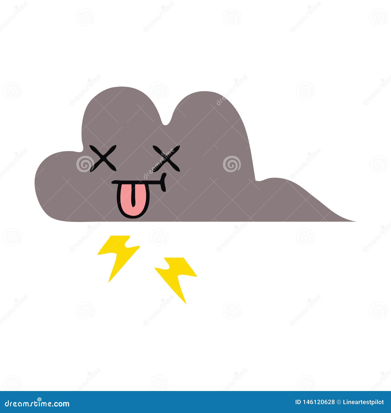 Flat Color Retro Cartoon of a Storm Cloud Stock Vector - Illustration ...