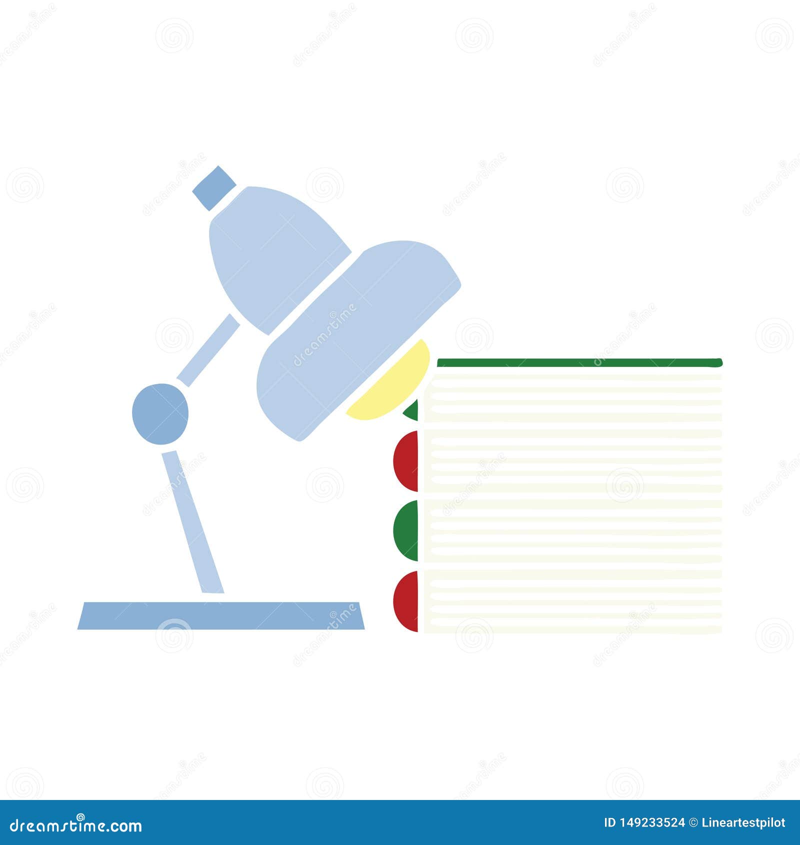 Flat Color Retro Cartoon Study Books and Lamp Stock Vector ...