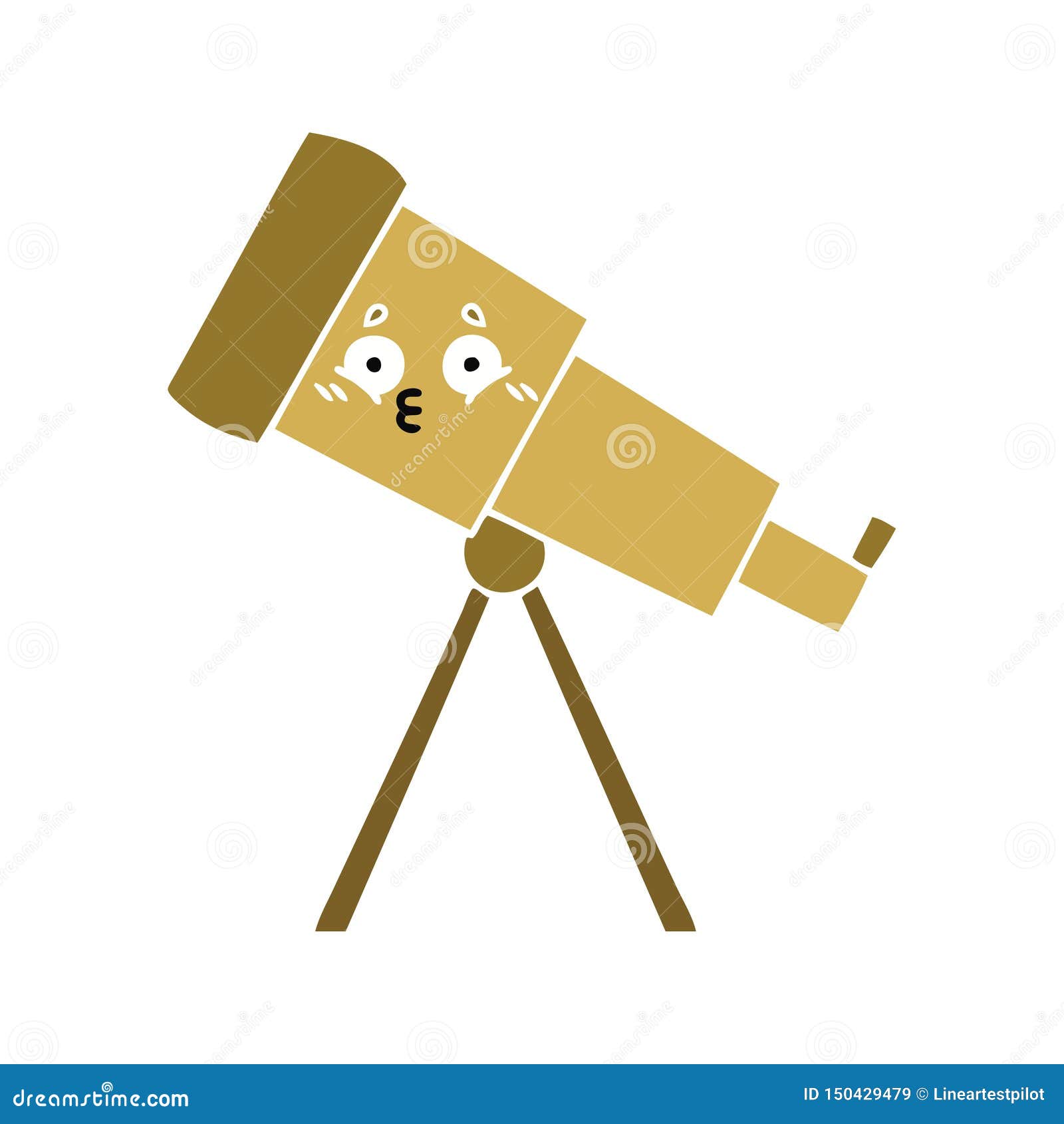 Flat Color Retro Cartoon of a Telescope Stock Vector - Illustration of ...