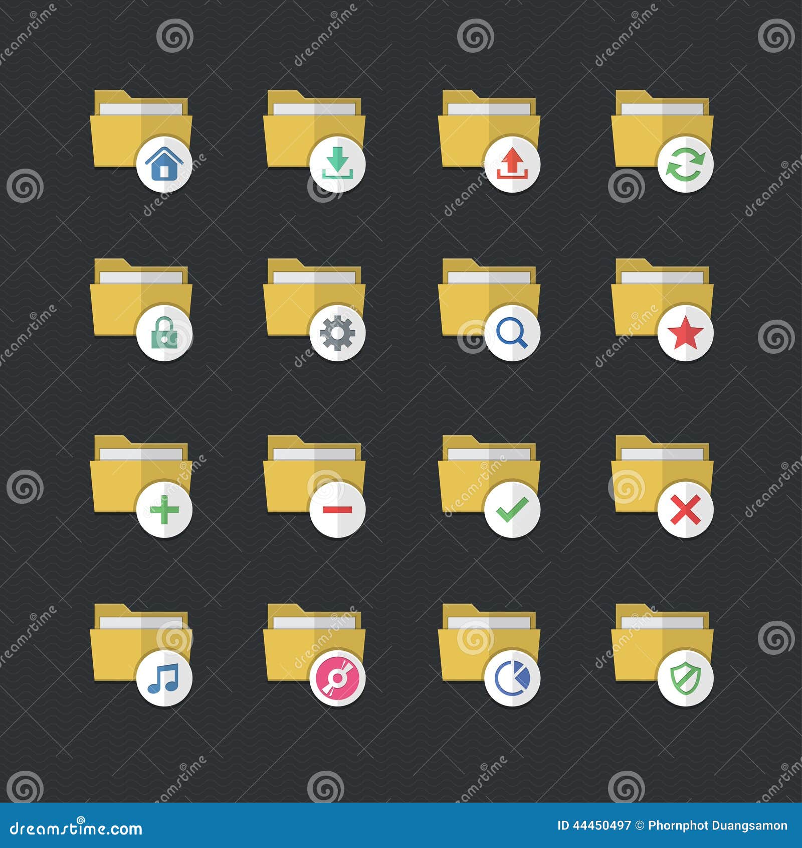 Flat Color Style Folder Icons Set 1 Stock Vector - Illustration of ...