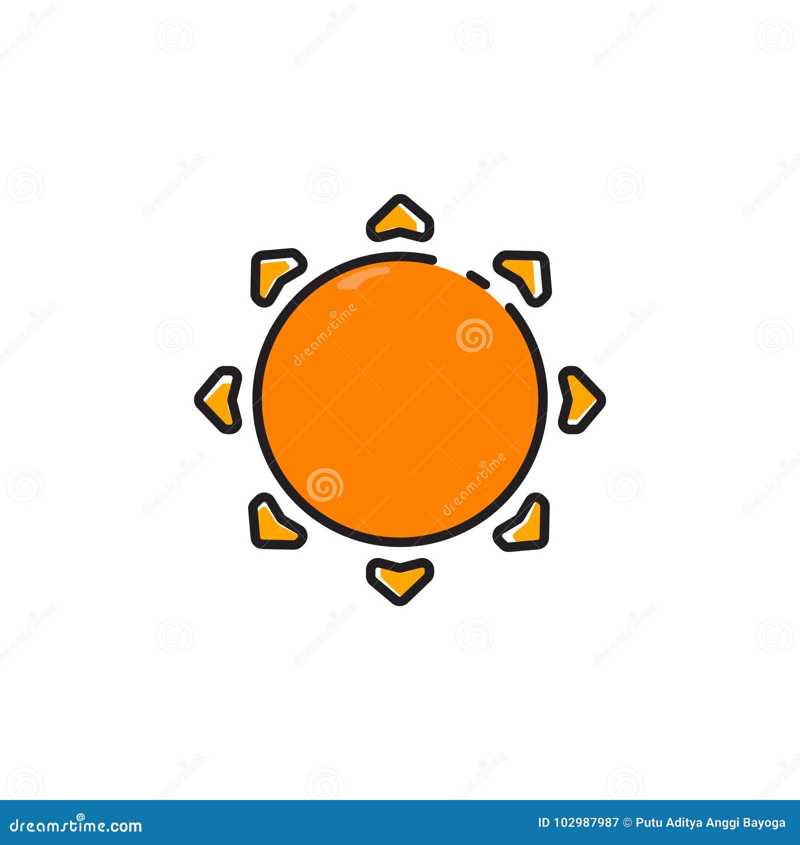 Flat color sun icon stock vector. Illustration of sunbeam - 102987987