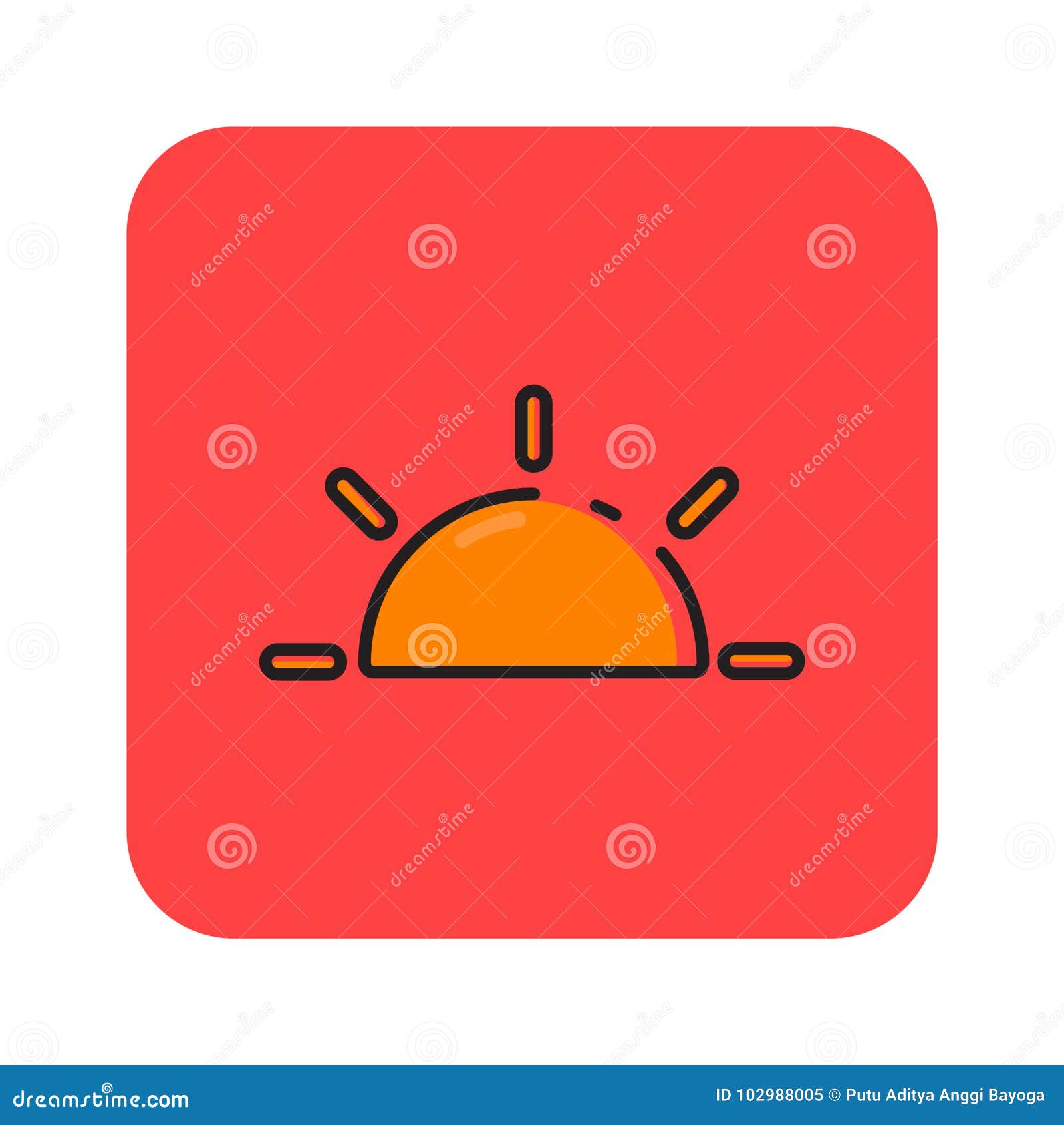 Flat color sun icon stock vector. Illustration of sunshine - 102988005