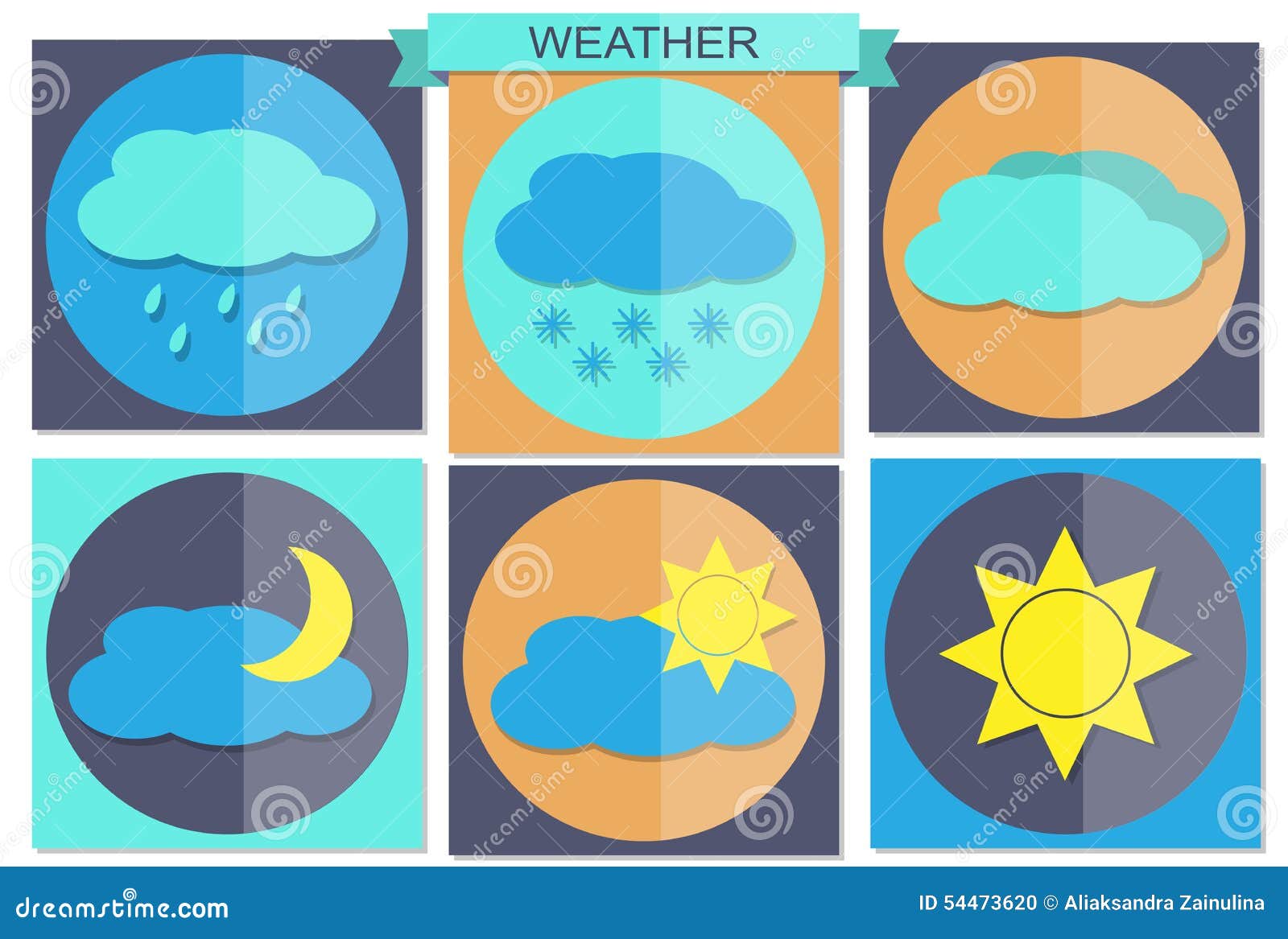 Flat color weather icons stock vector. Illustration of meteorology ...