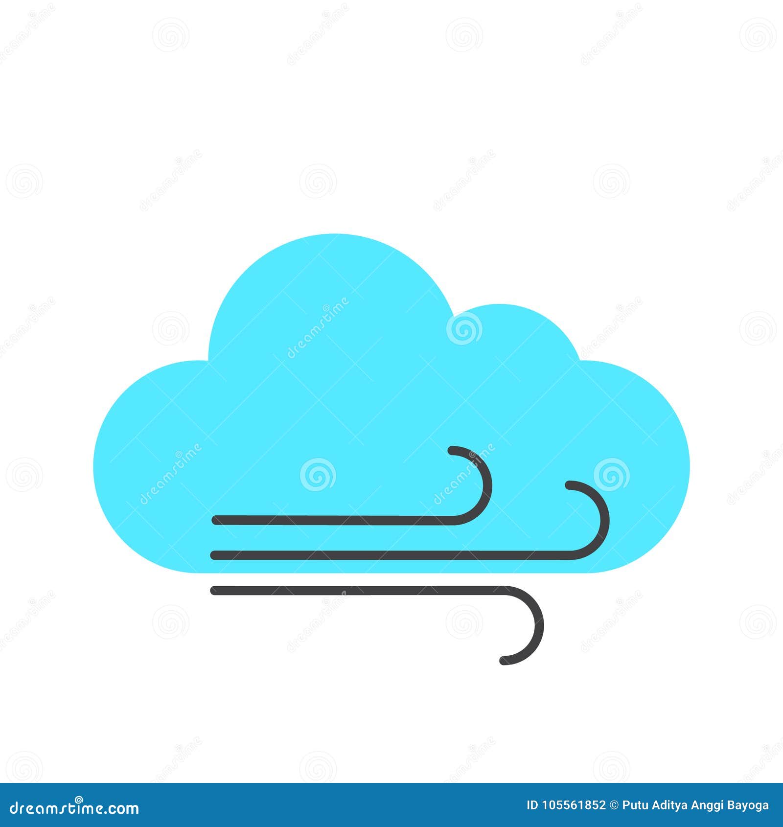 Flat color windy icon stock vector. Illustration of windy - 105561852
