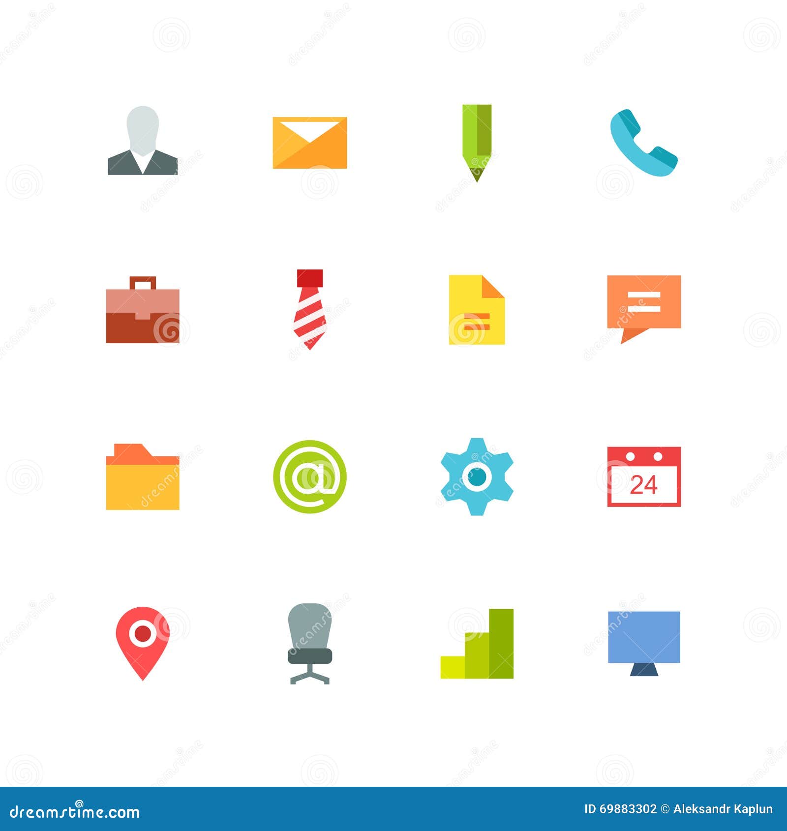 Colored Business Icon. Responsive Symbols Set Data Perfection Speaker ...