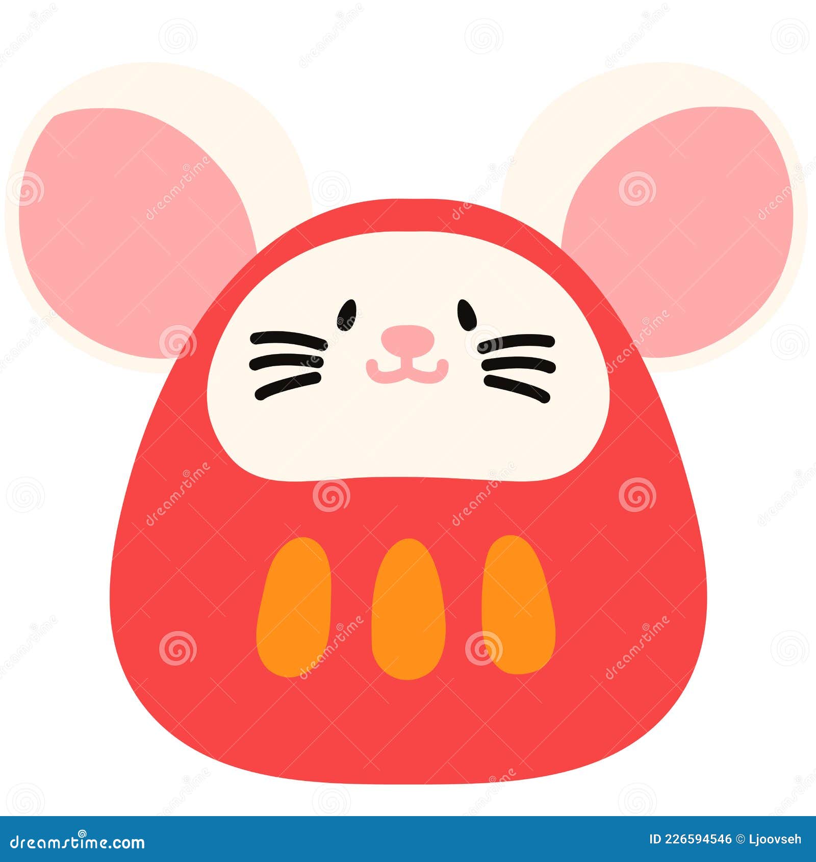 Flat Colored Cute Mouse Themed Daruma Doll Stock Vector - Illustration ...