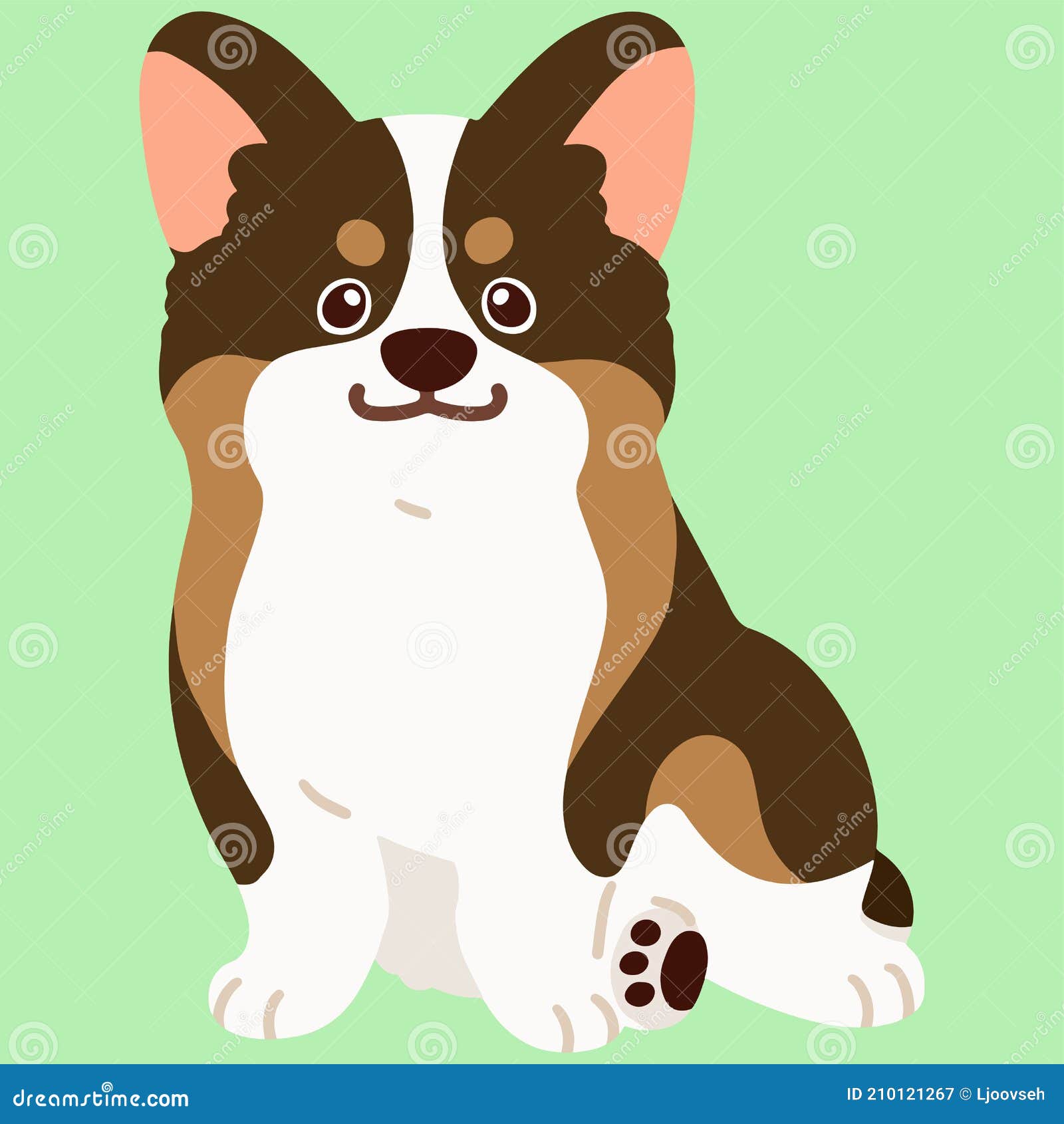 Flat Colored Cute Sable Colored Corgi Sitting in Front View Stock ...