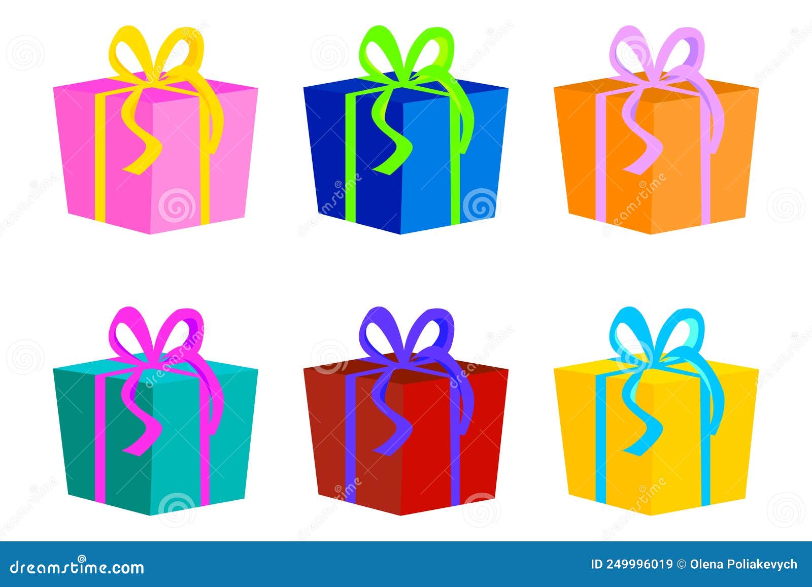 Flat Colored Gift Boxes. Happy Birthday Gift Box Icon. Vector ...