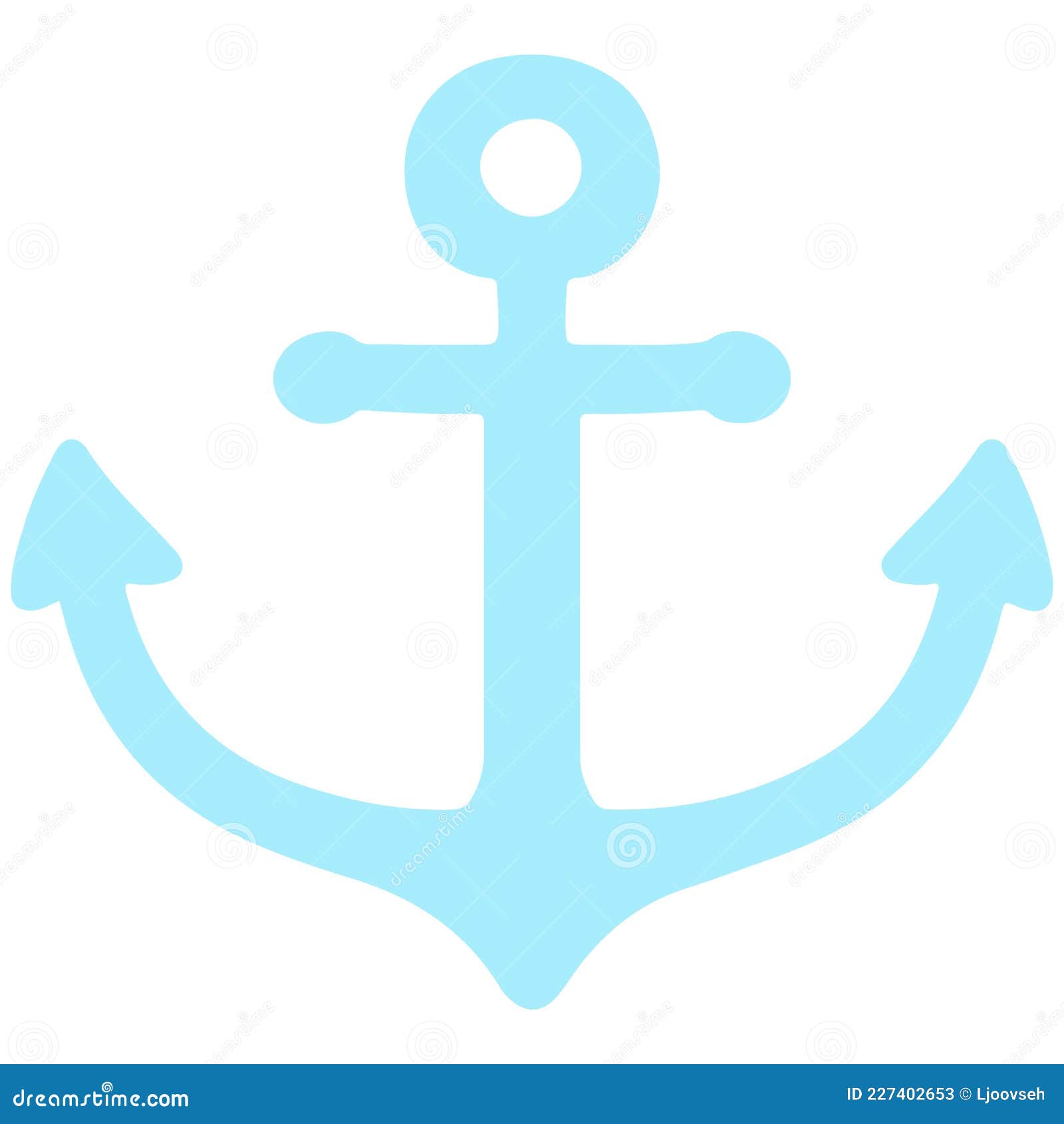 Flat Colored Light Blue Anchor Illustration Stock Vector - Illustration ...
