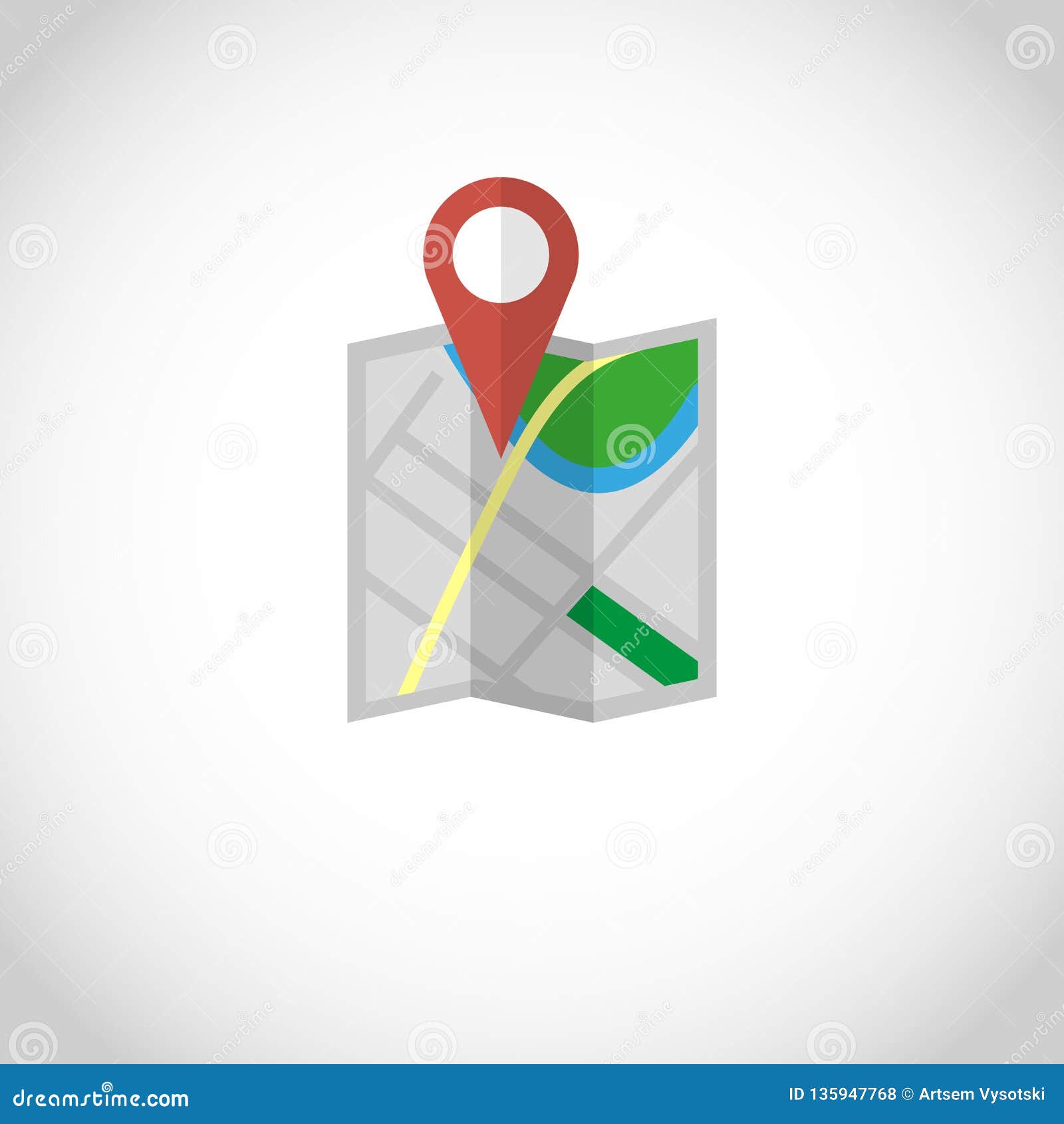 Flat Colored Location Icon in Flat Style. Vector Stock Vector ...