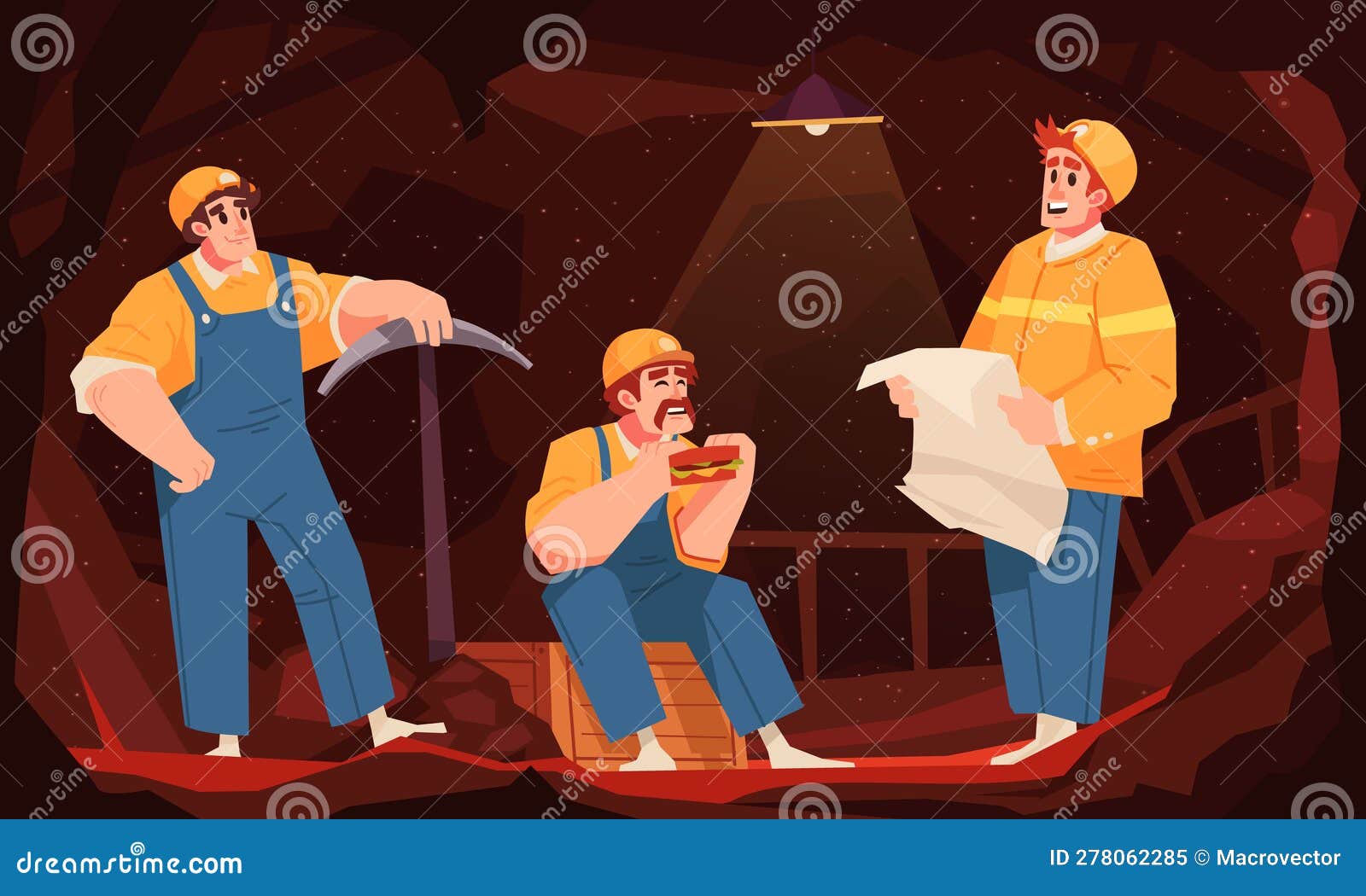 Flat Colored Mining Composition Stock Illustration - Illustration of ...