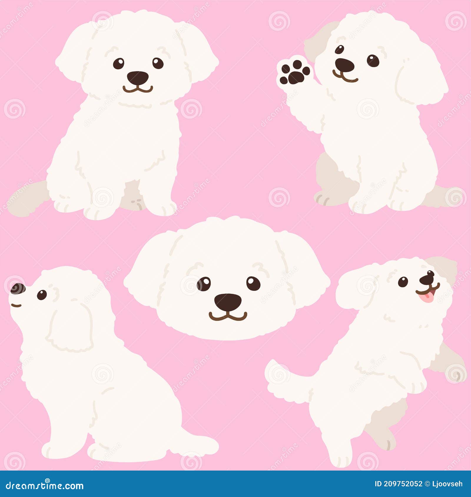 Flat Colored Simple and Adorable White Maltese Dog Illustrations Stock ...