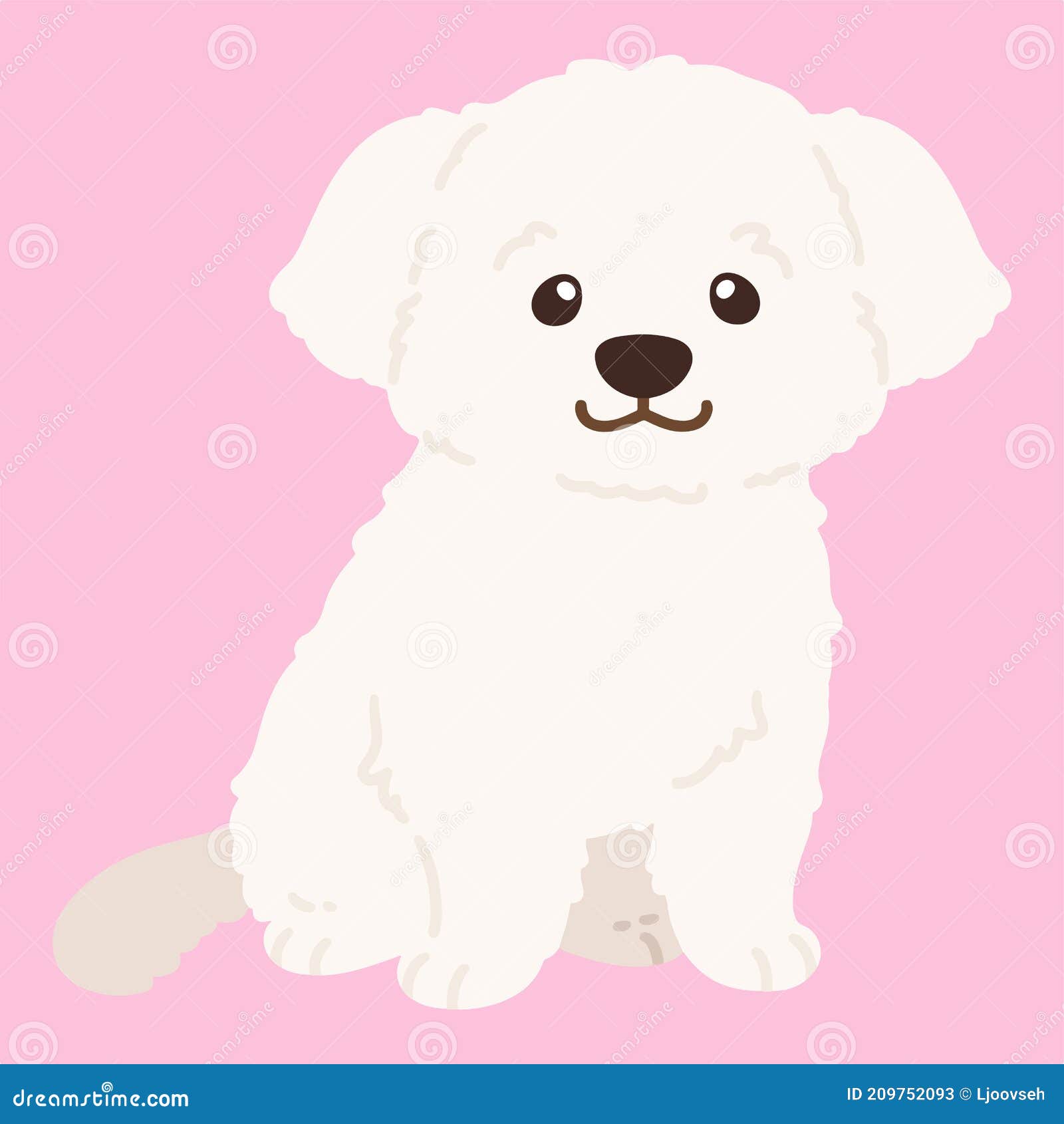 Flat Colored Simple and Adorable White Maltese Dog Sitting Illustration ...