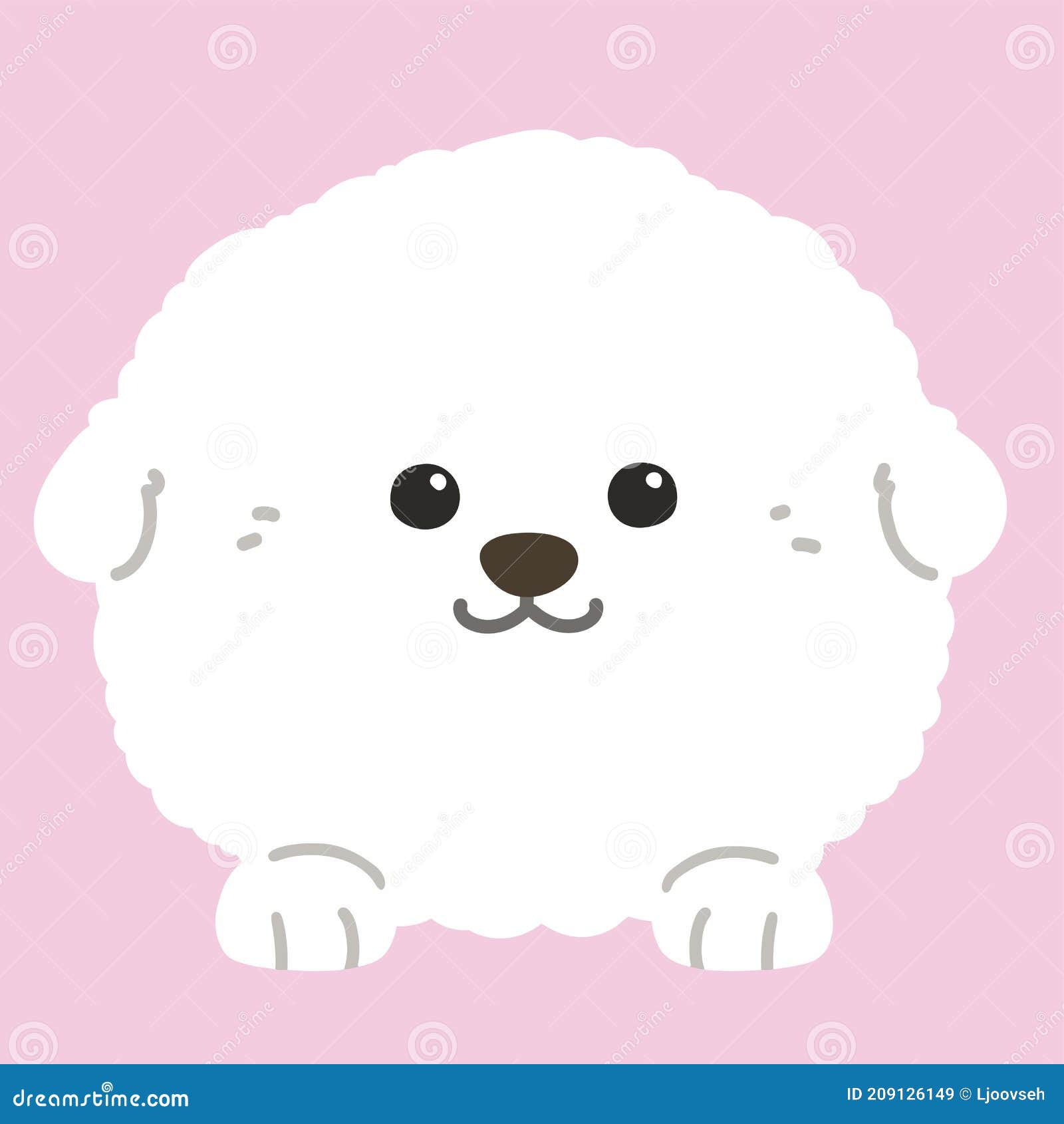 Flat Colored White Bichon Frise Front Face with Paws Stock Vector ...
