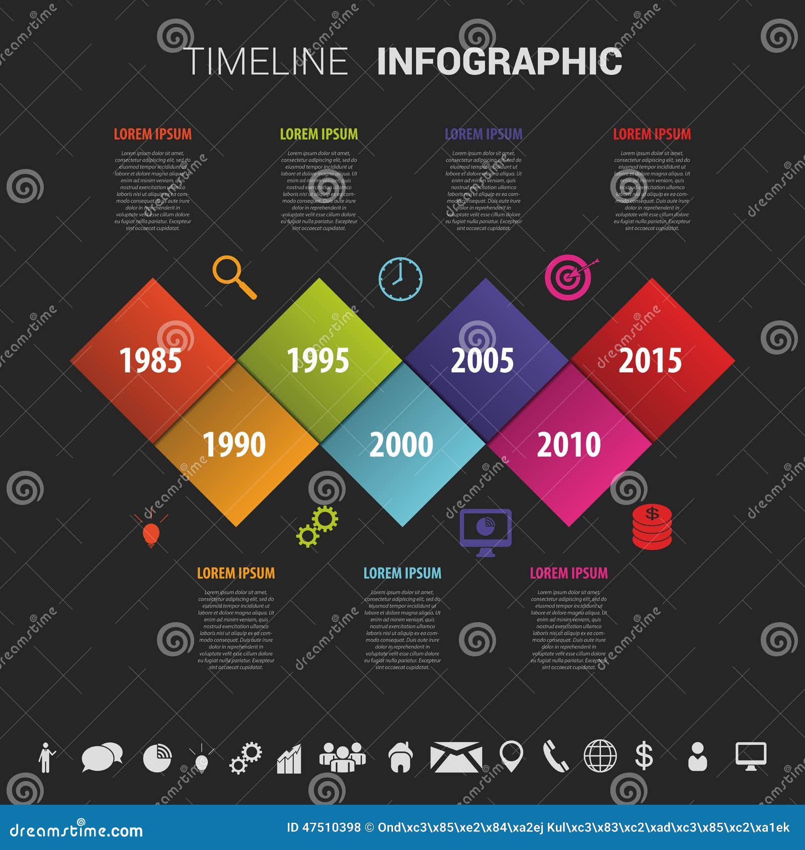 Flat Colorful Abstract Timeline Infographics Vector Illustration Stock ...