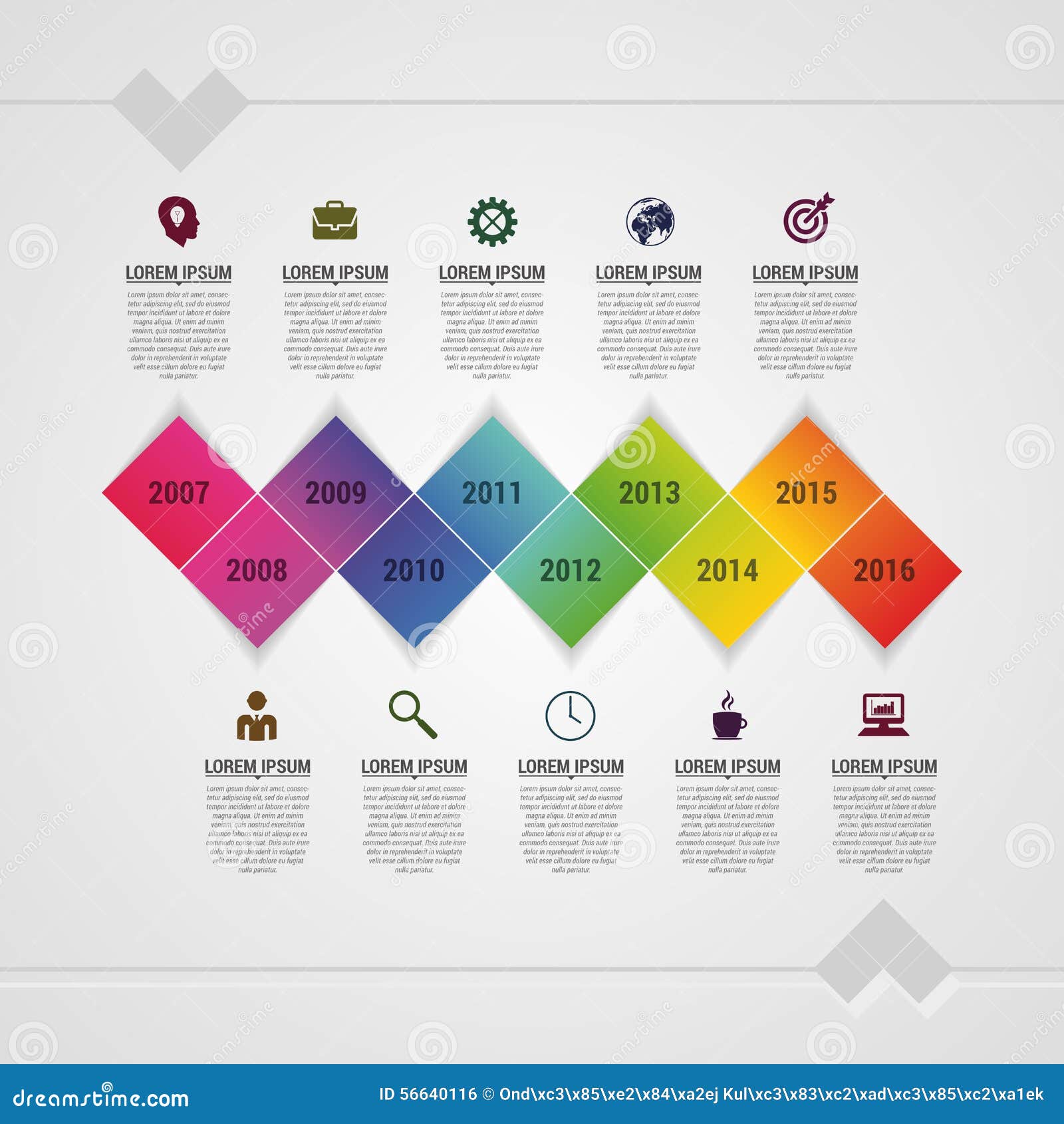 Flat Colorful Abstract Timeline Infographics Vector Illustration with ...