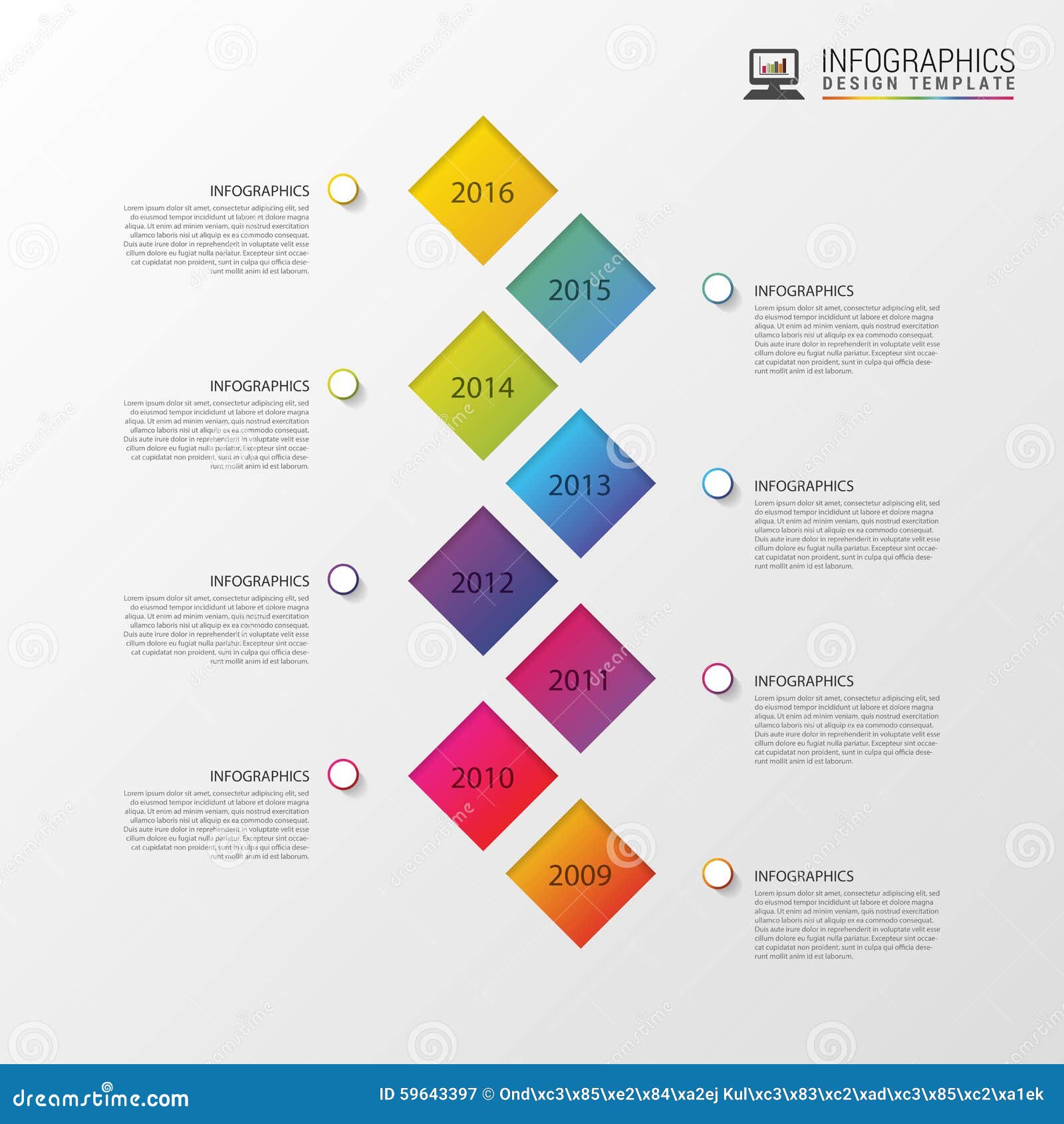 Flat Colorful Abstract Timeline Infographics Vector Illustration with ...