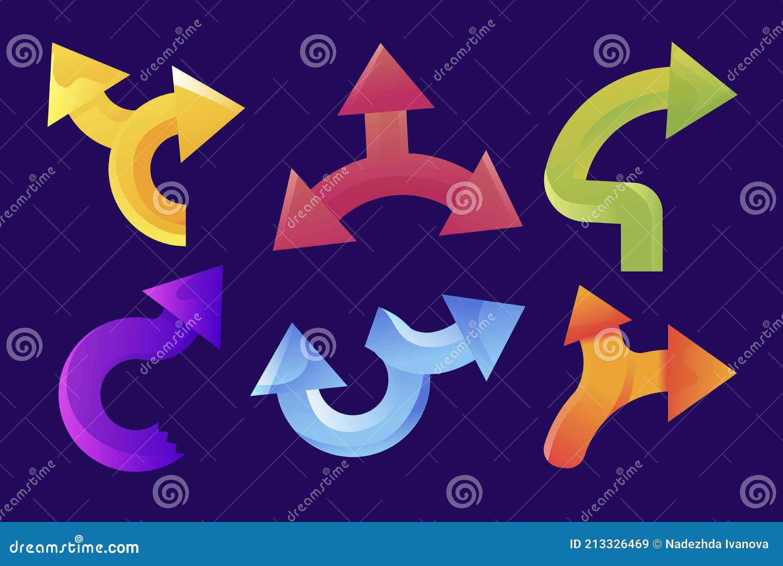 Flat Colorful Arrow Collection Vector Illustration. Stock Vector ...