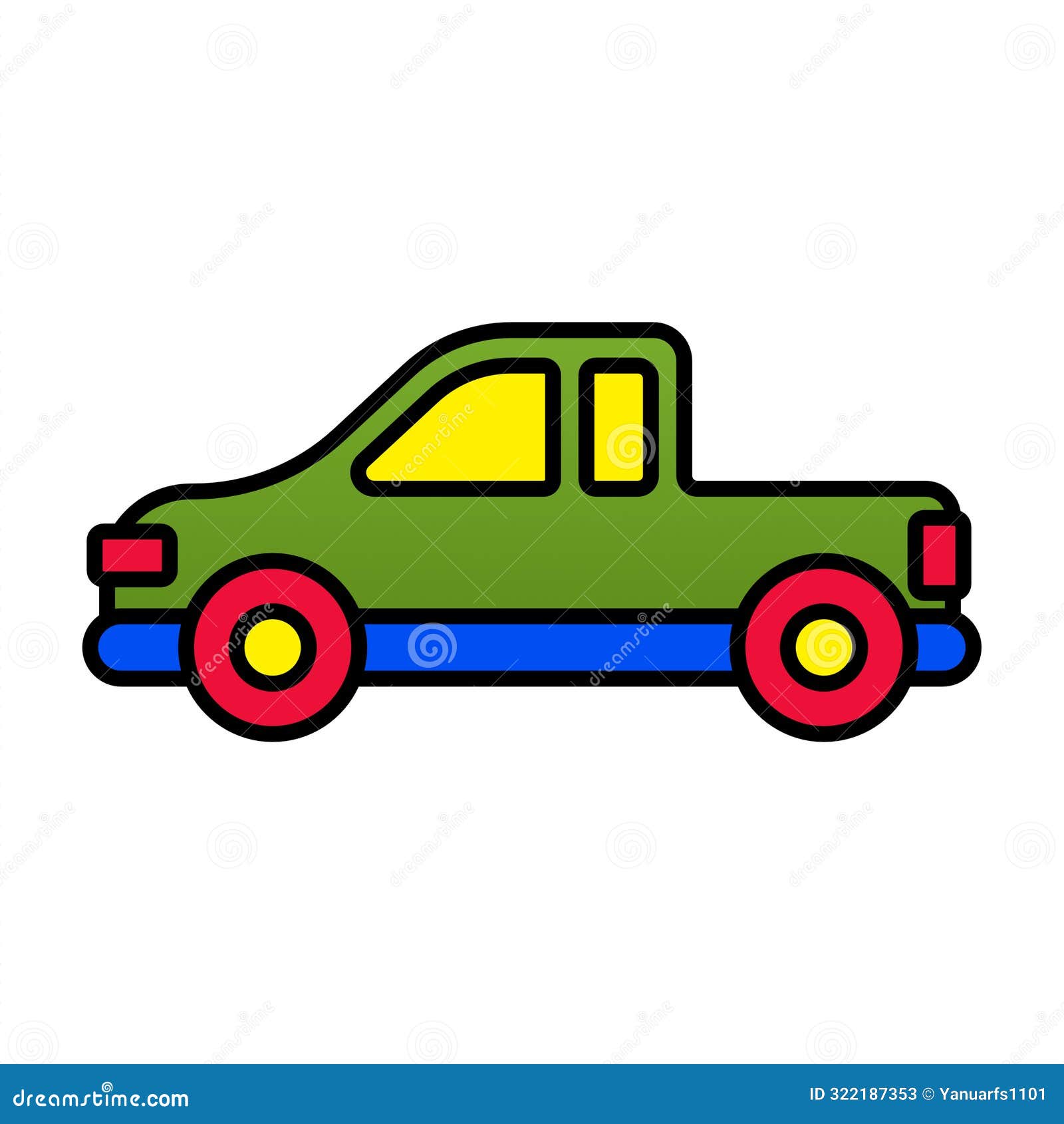 Flat Colorful Car Icon Element Asset Design Stock Vector - Illustration ...