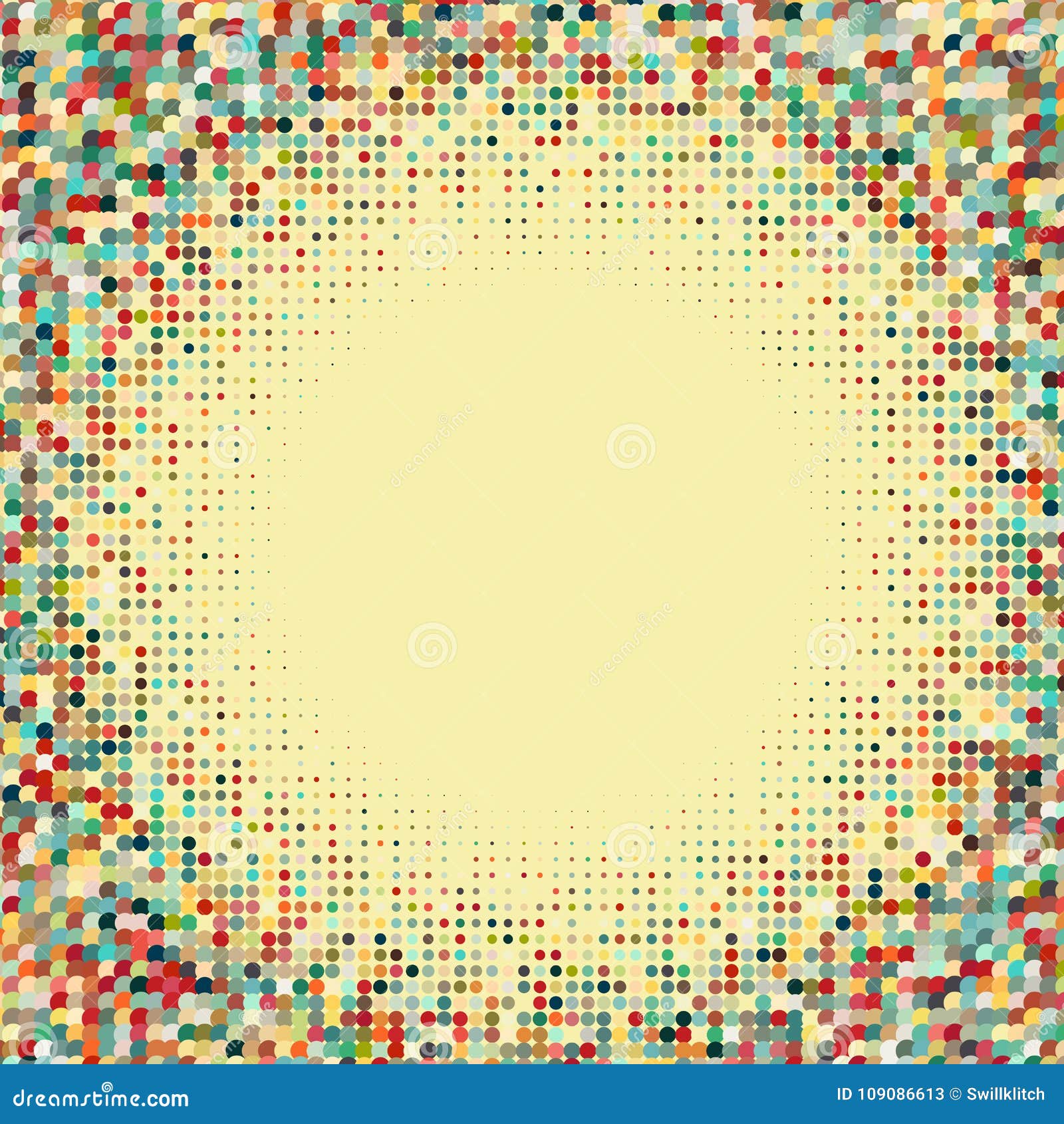 Flat Colored Frame with Retro Halftone Dots Stock Vector - Illustration ...