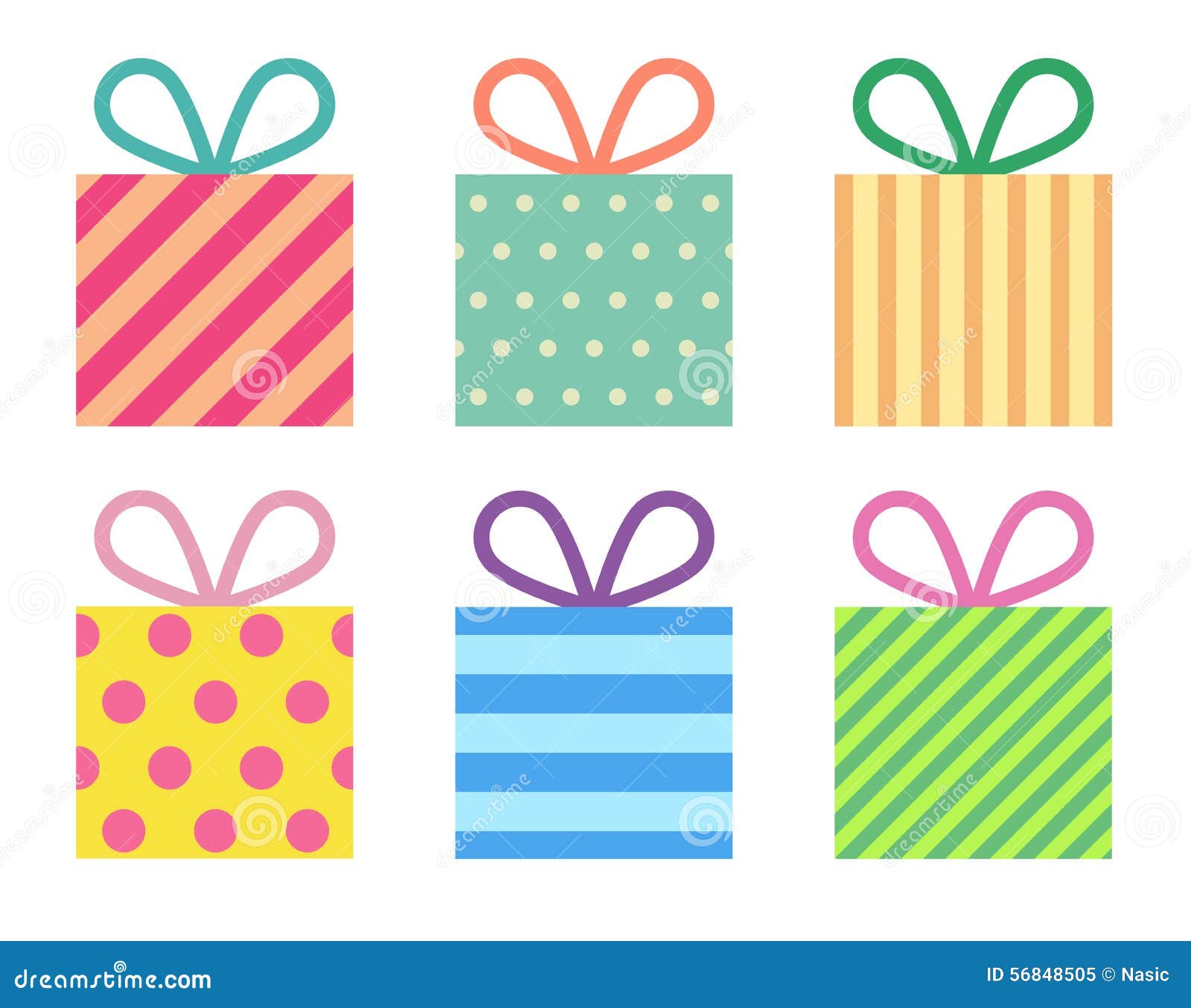 Flat colorful gift boxes stock illustration. Illustration of pack ...