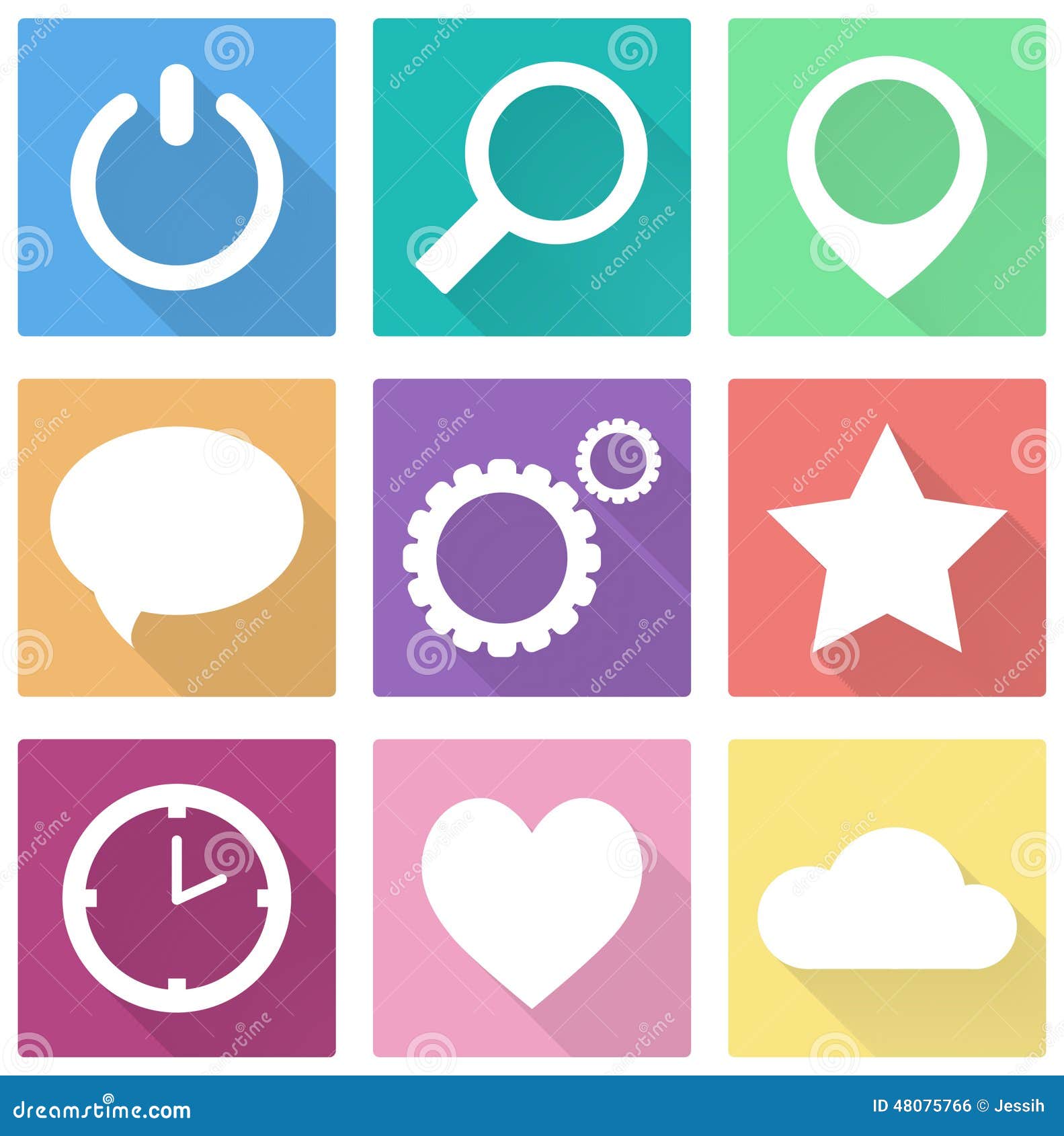 Flat Colorful icons set stock illustration. Illustration of flat - 48075766