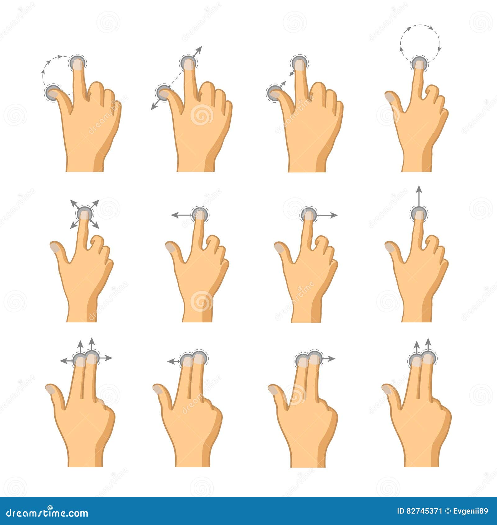 Flat Colorful Icons of Touch Gestures on White Stock Vector ... Flat Colorful Icons of Touch Gestures on White Stock Vector ...