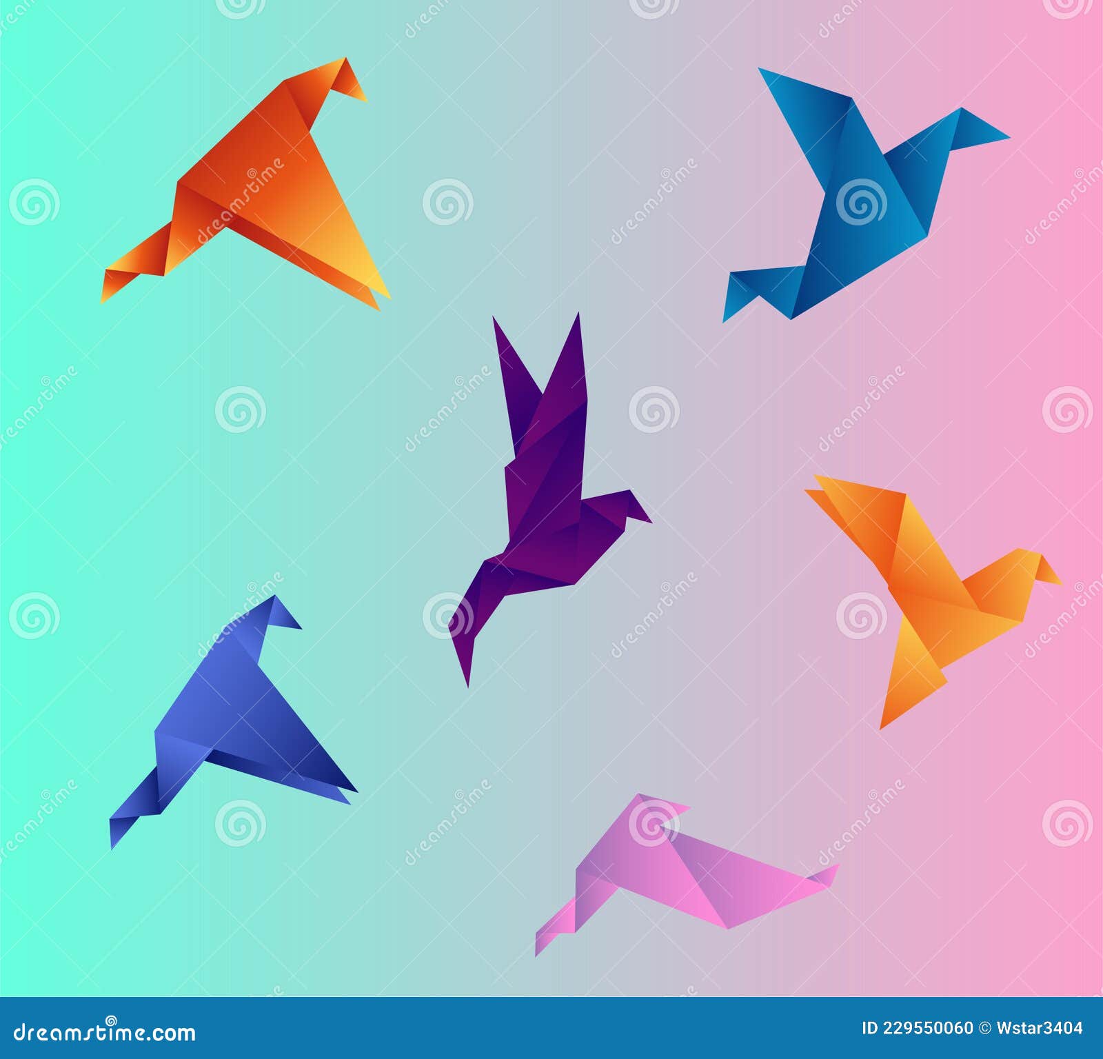 Flat Colorful Origami Birds Vector Element Set Stock Vector ...