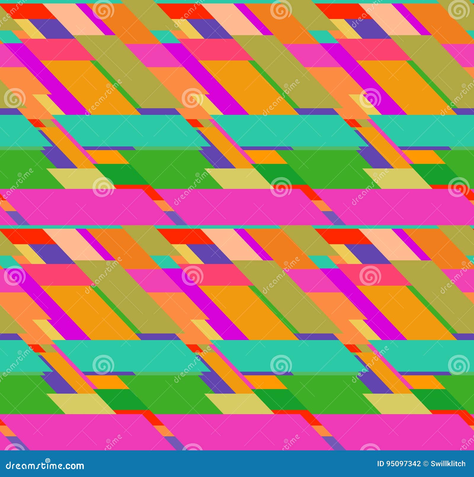 Flat Colorful Seamless Pattern with Skewed Rectangles Stock Vector ...