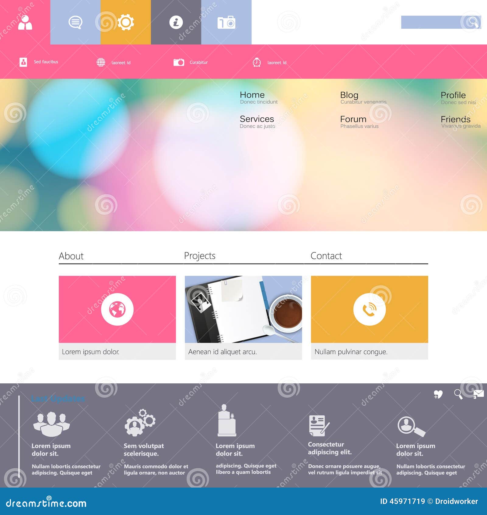 Flat Colorful Website Template Design Stock Vector - Illustration of ...