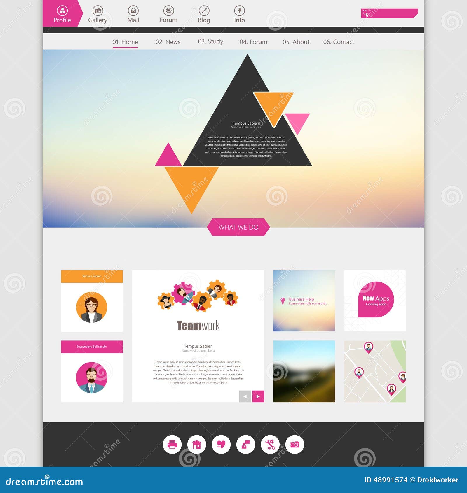 Flat Colorful Website Template Vector Design Stock Vector ...