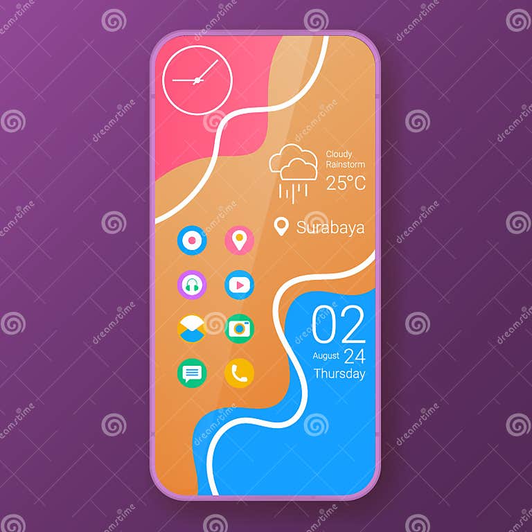 Flat Colors User Interface Widget Art Smartphone Stock Vector ...