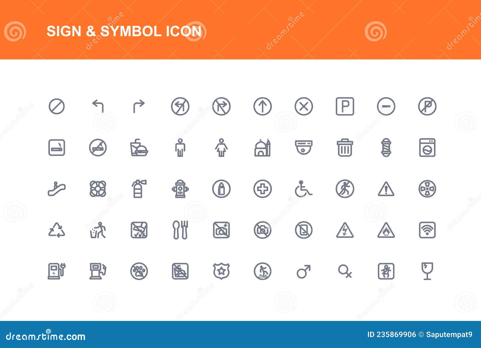 Flat Complete Set of Symbols and Sign Icons Stock Vector - Illustration ...