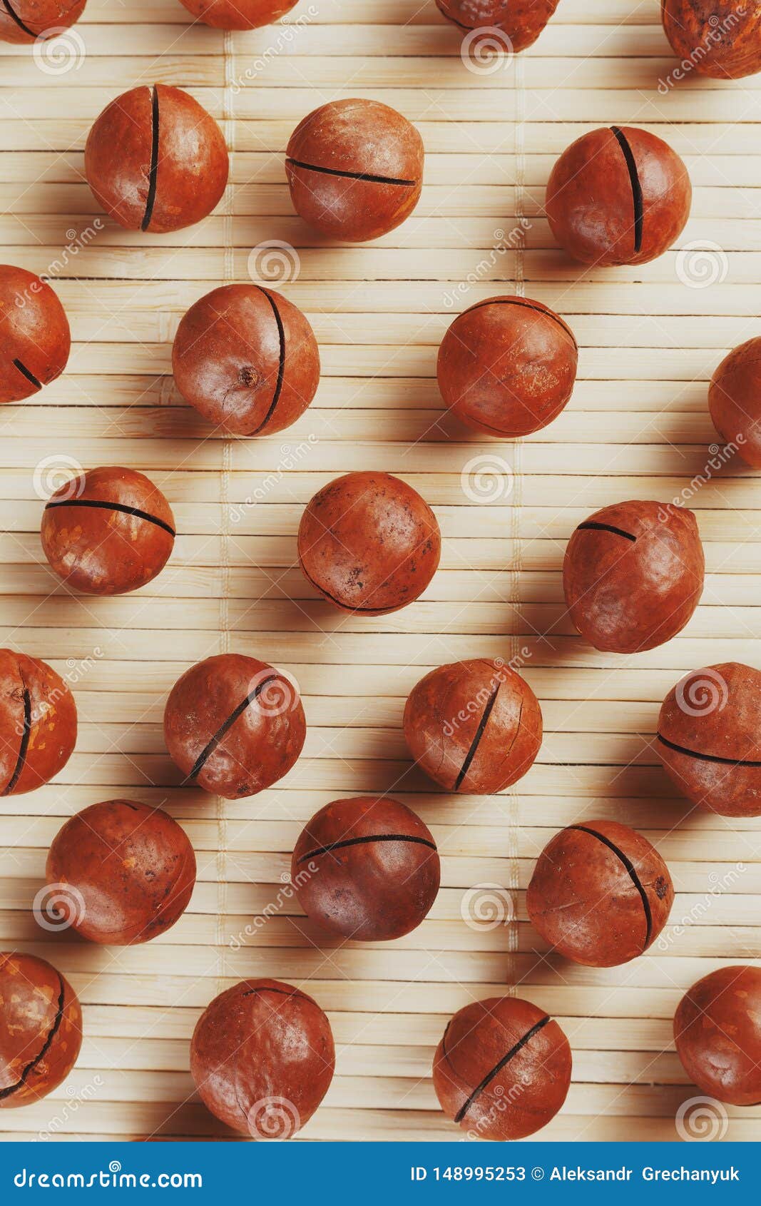Flat Composition with Australian Macadamia Nuts on Bamboo Light ...