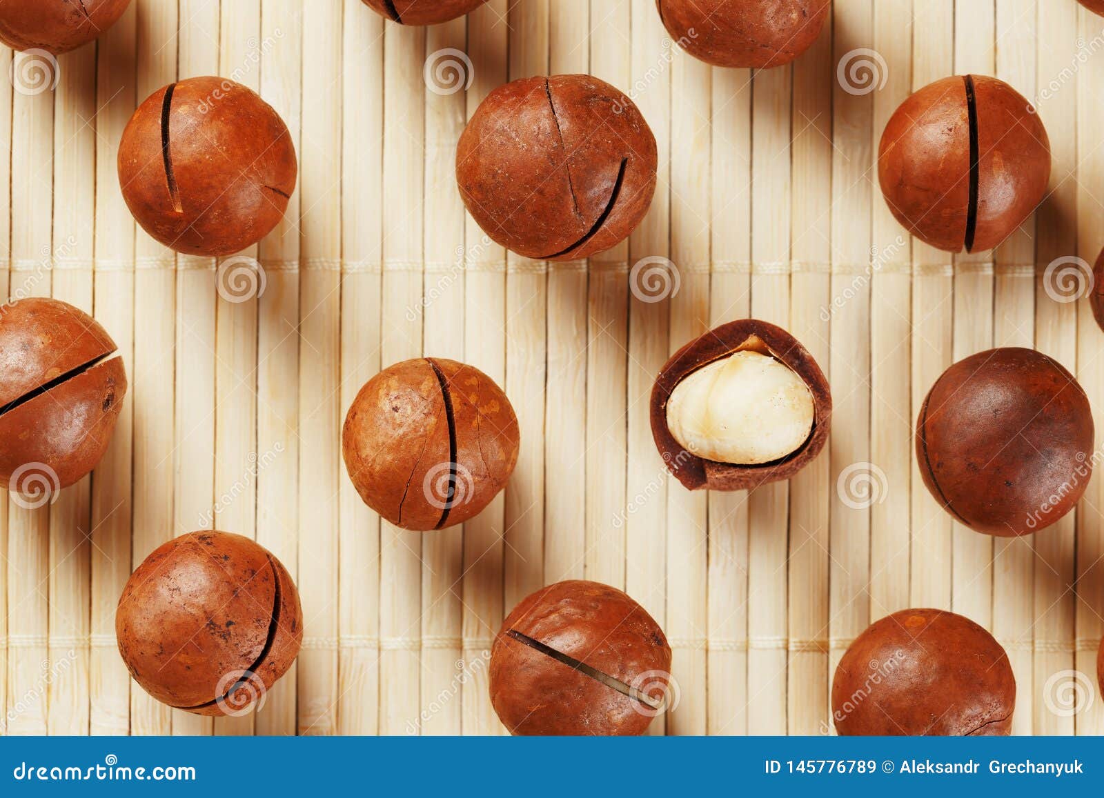 Flat Composition with Australian Macadamia Nuts on Bamboo Light ...