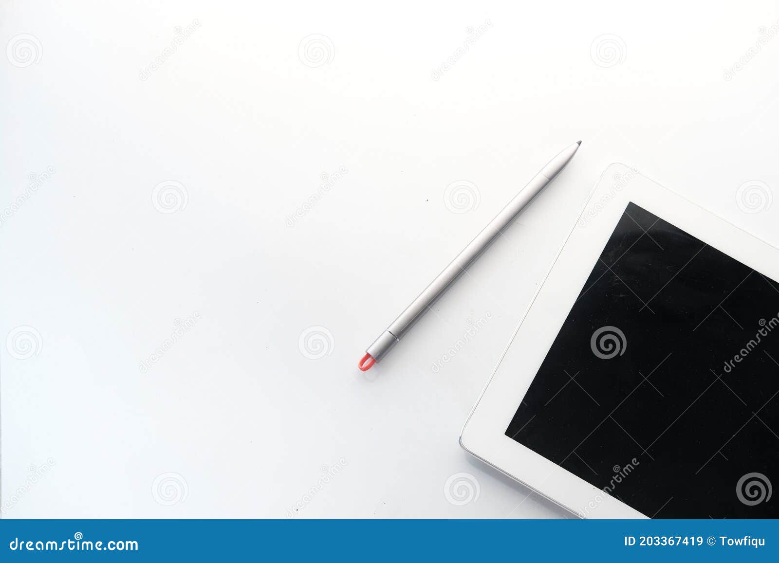 Flat Composition of Digital Tablet on White Background Stock Image ...