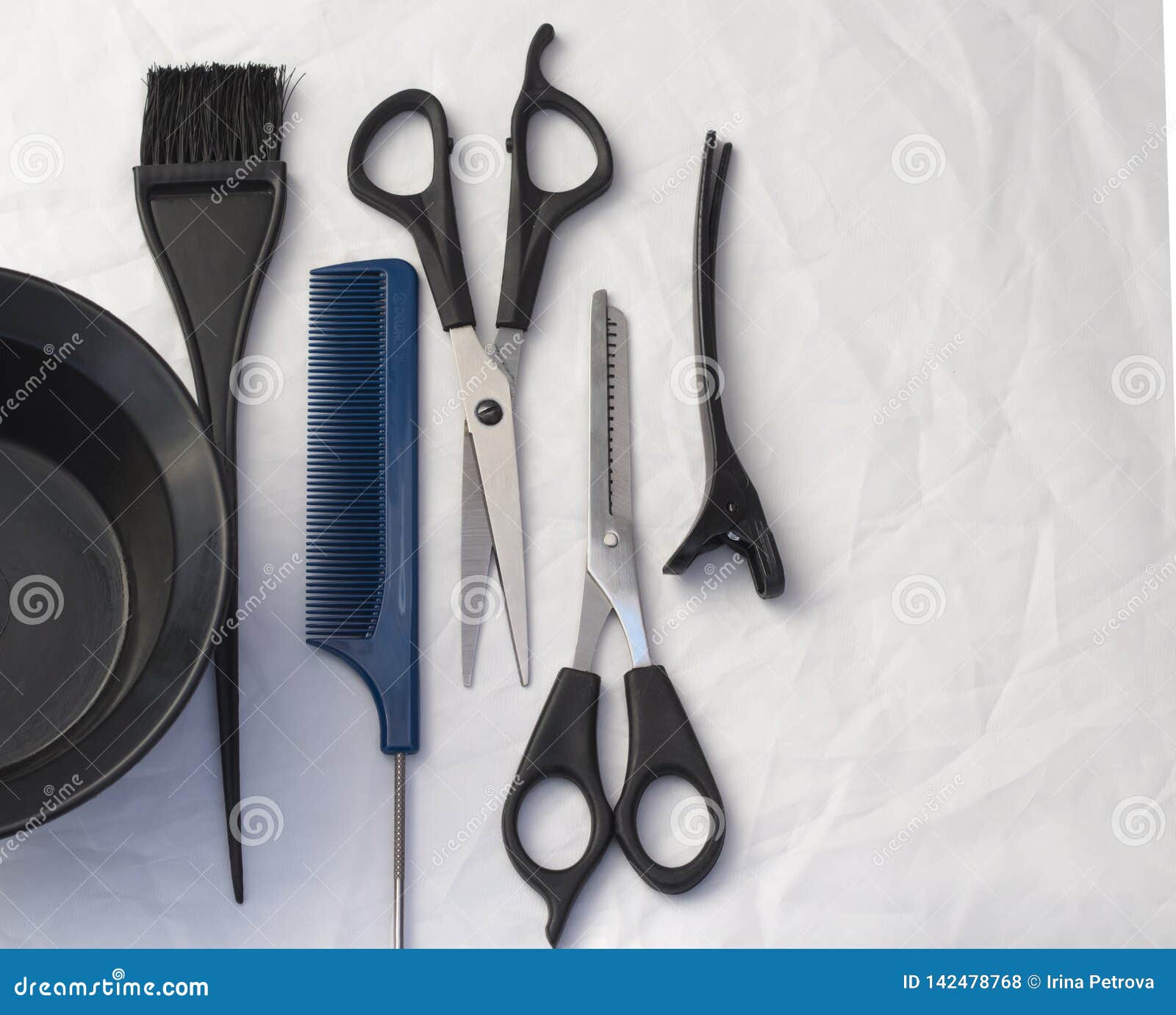 Flat Composition with Professional Hairdressing Tools, with Copy Space ...