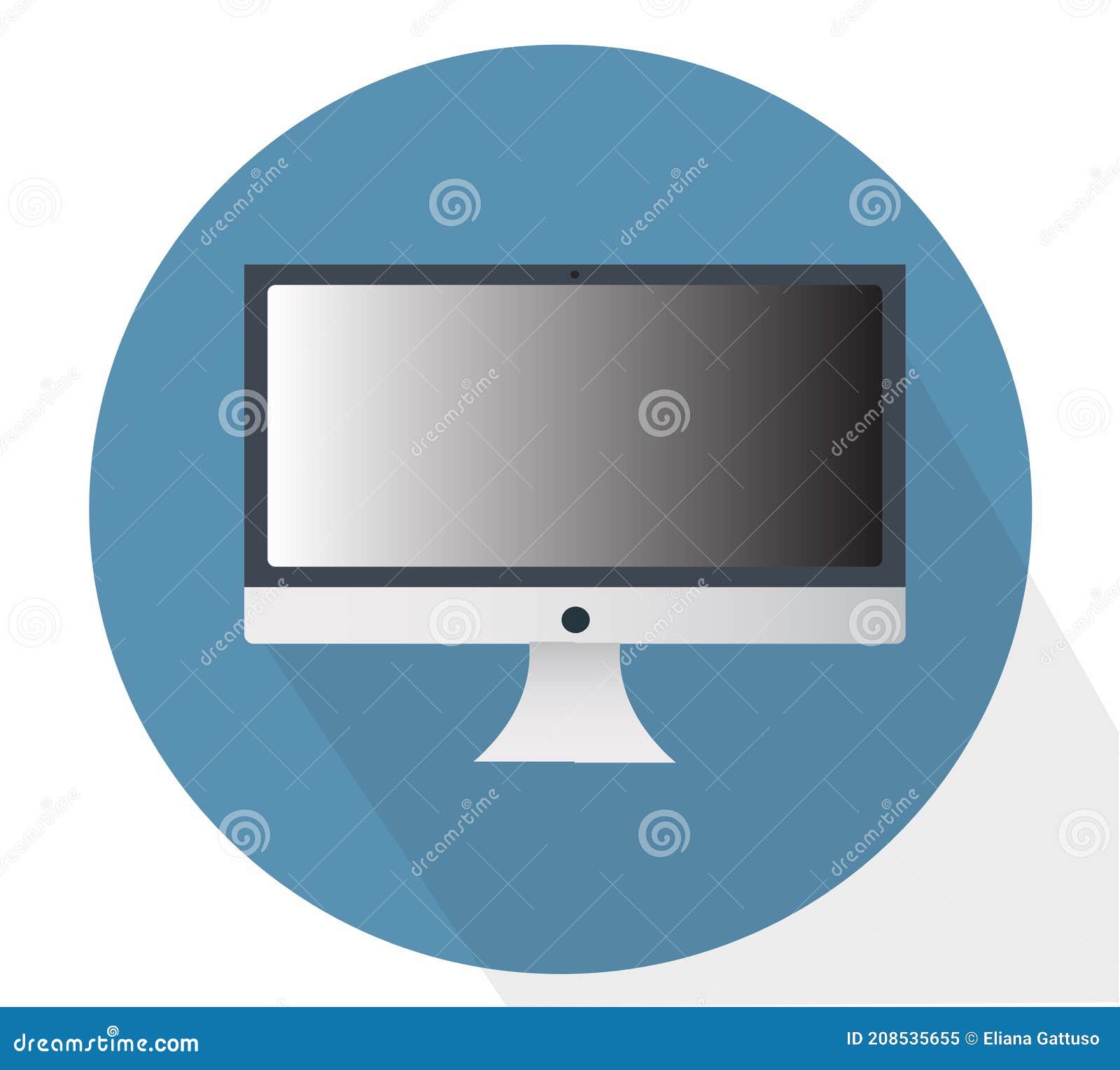 Flat Computer in a Blue Circle. White Background. Stock Vector ...