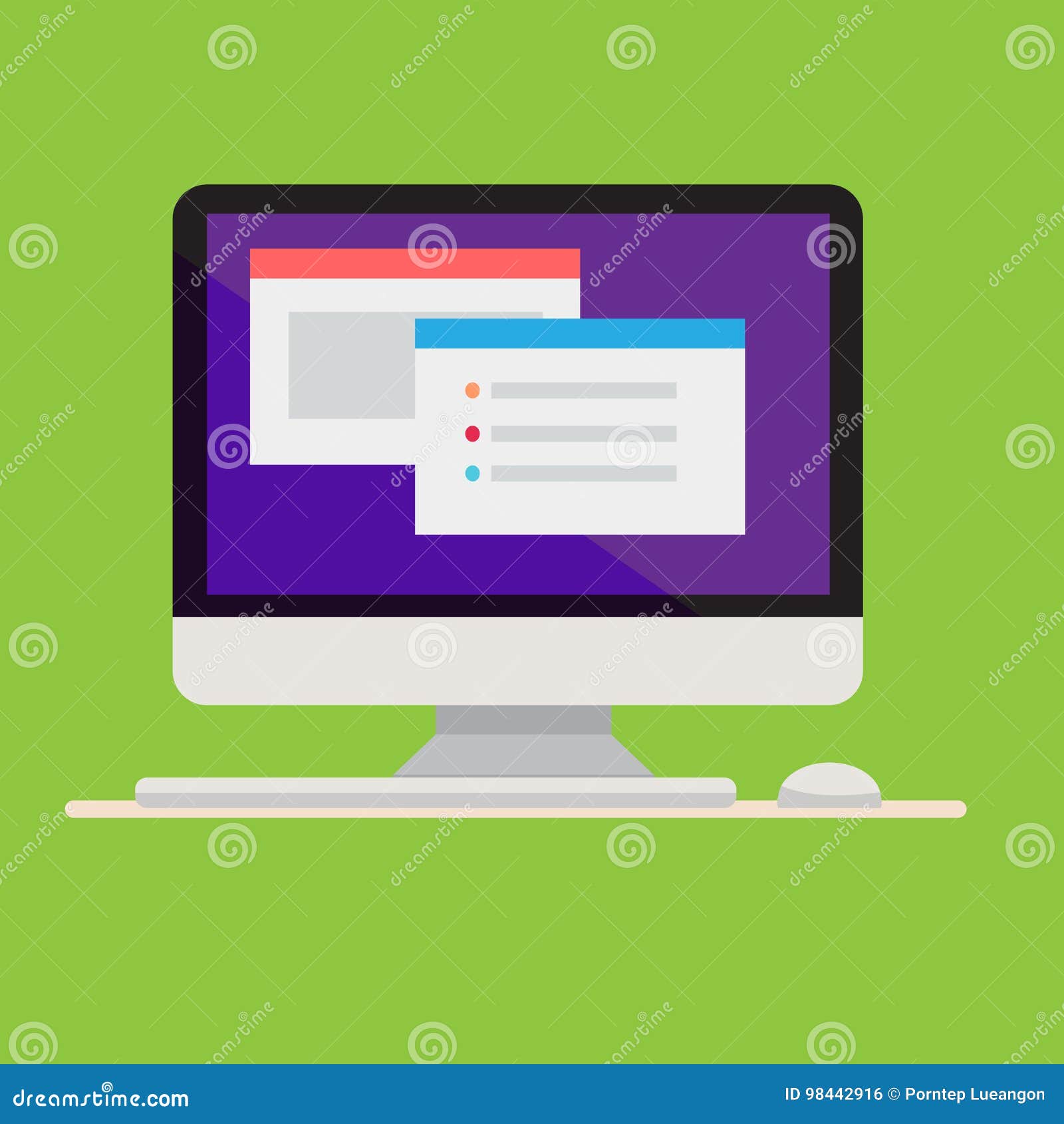 Flat Computer Mouse Icon. Wifi Concept Background. Cartoon Vector ...