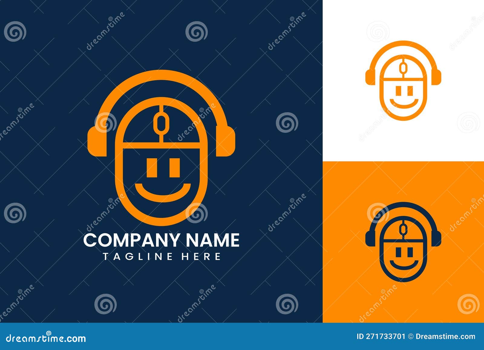 Flat Computer Mouse Music Headphone Logo Template Vector Design ...