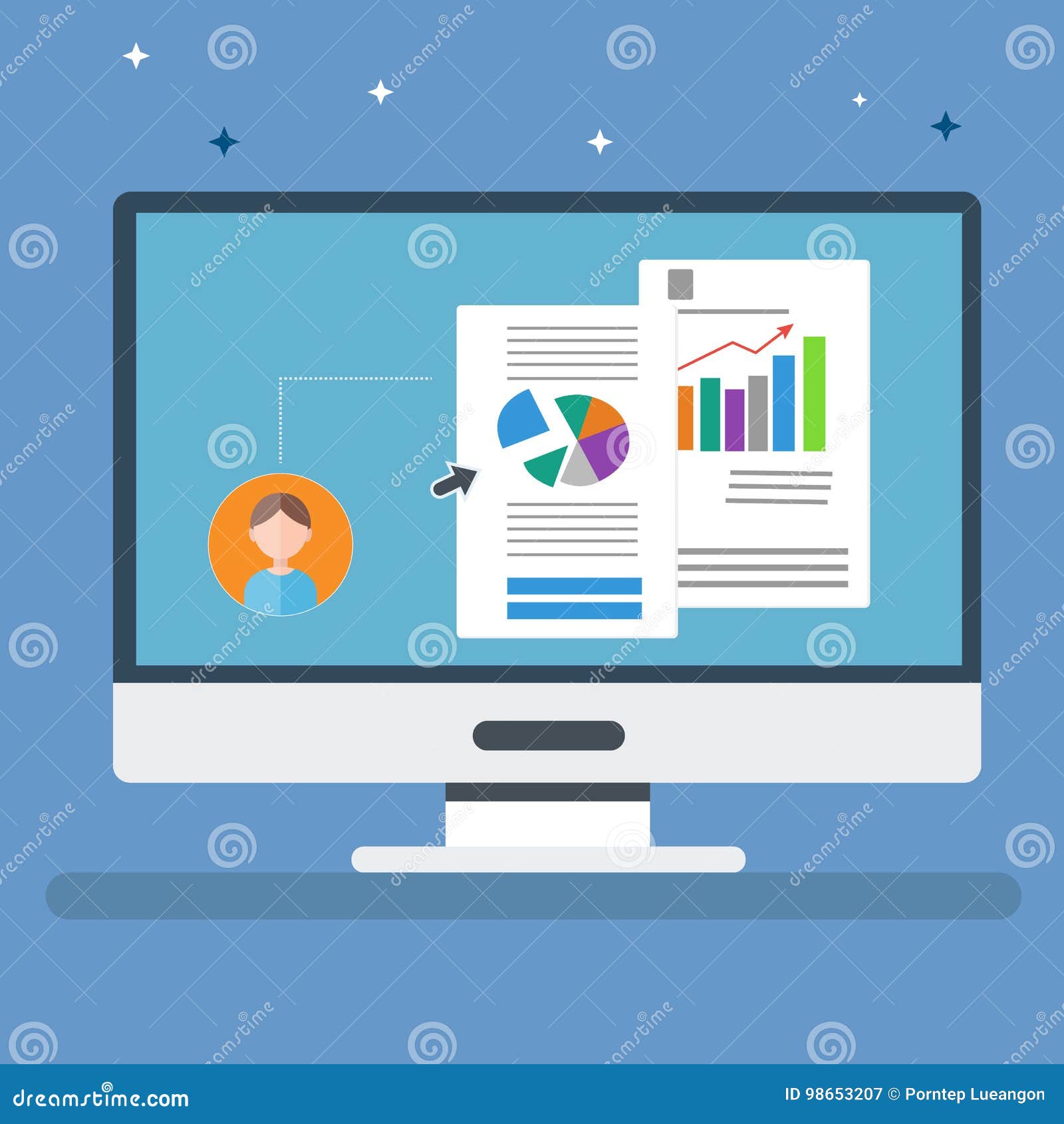 Flat Computer with Personal Information and Business Stock Vector ...