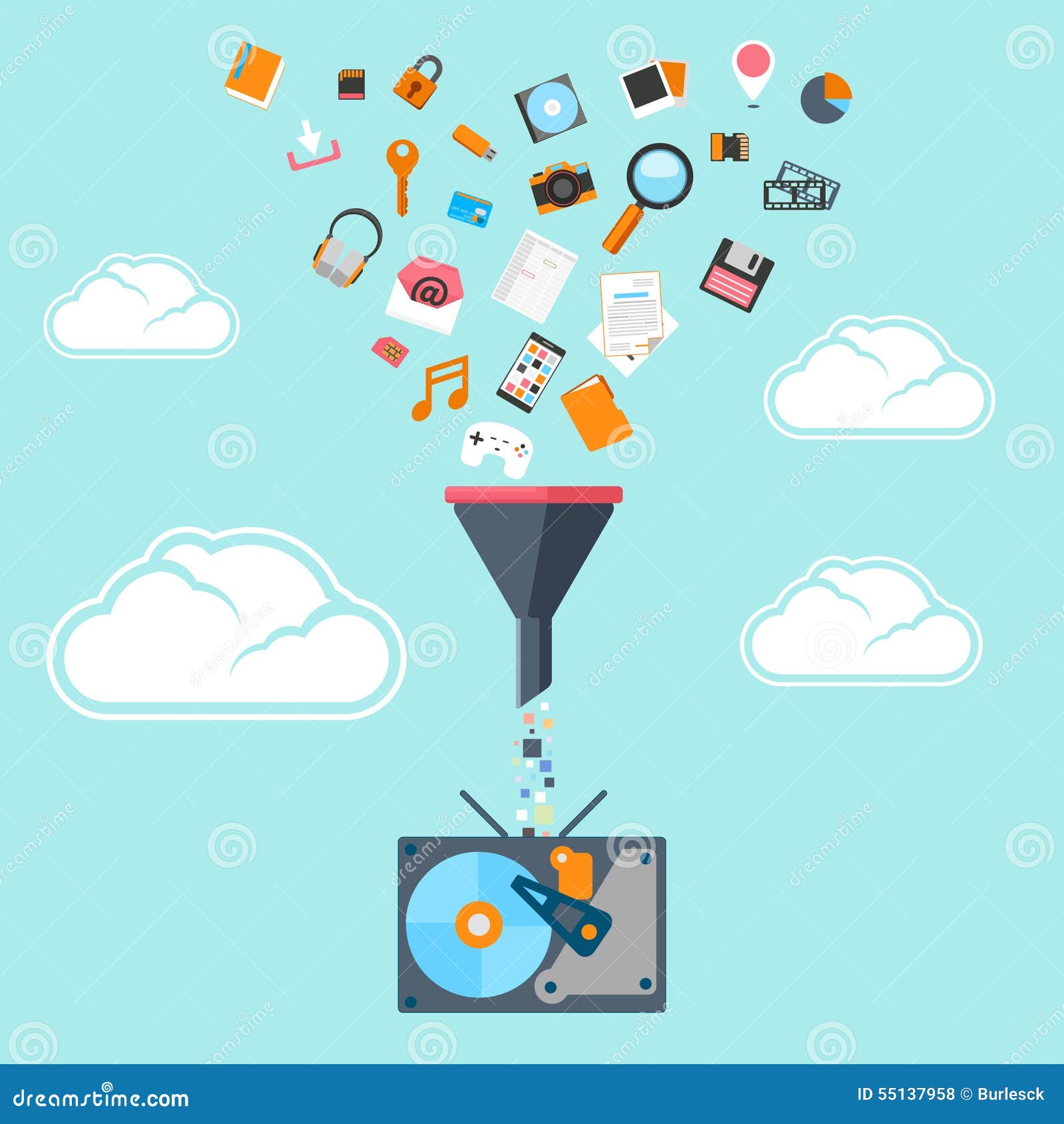 Big Data Filter Flat Concept Cartoon Vector | CartoonDealer.com #72805819