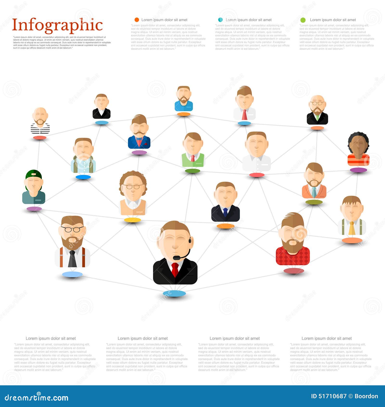 Flat Concept Business Infographic People Communication Stock Vector ...