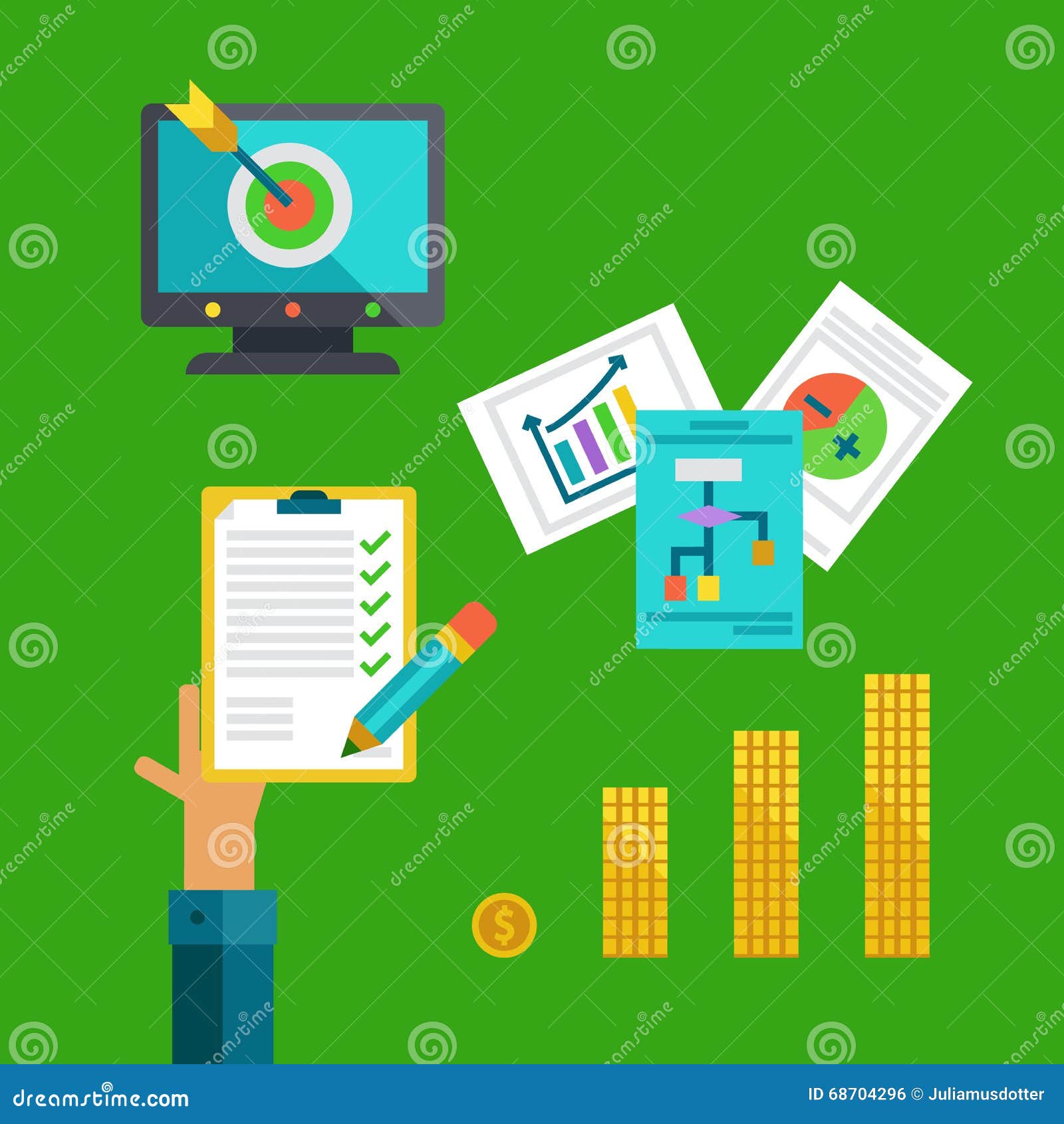 Flat Concept of Business Making Profit. Stock Vector - Illustration of ...