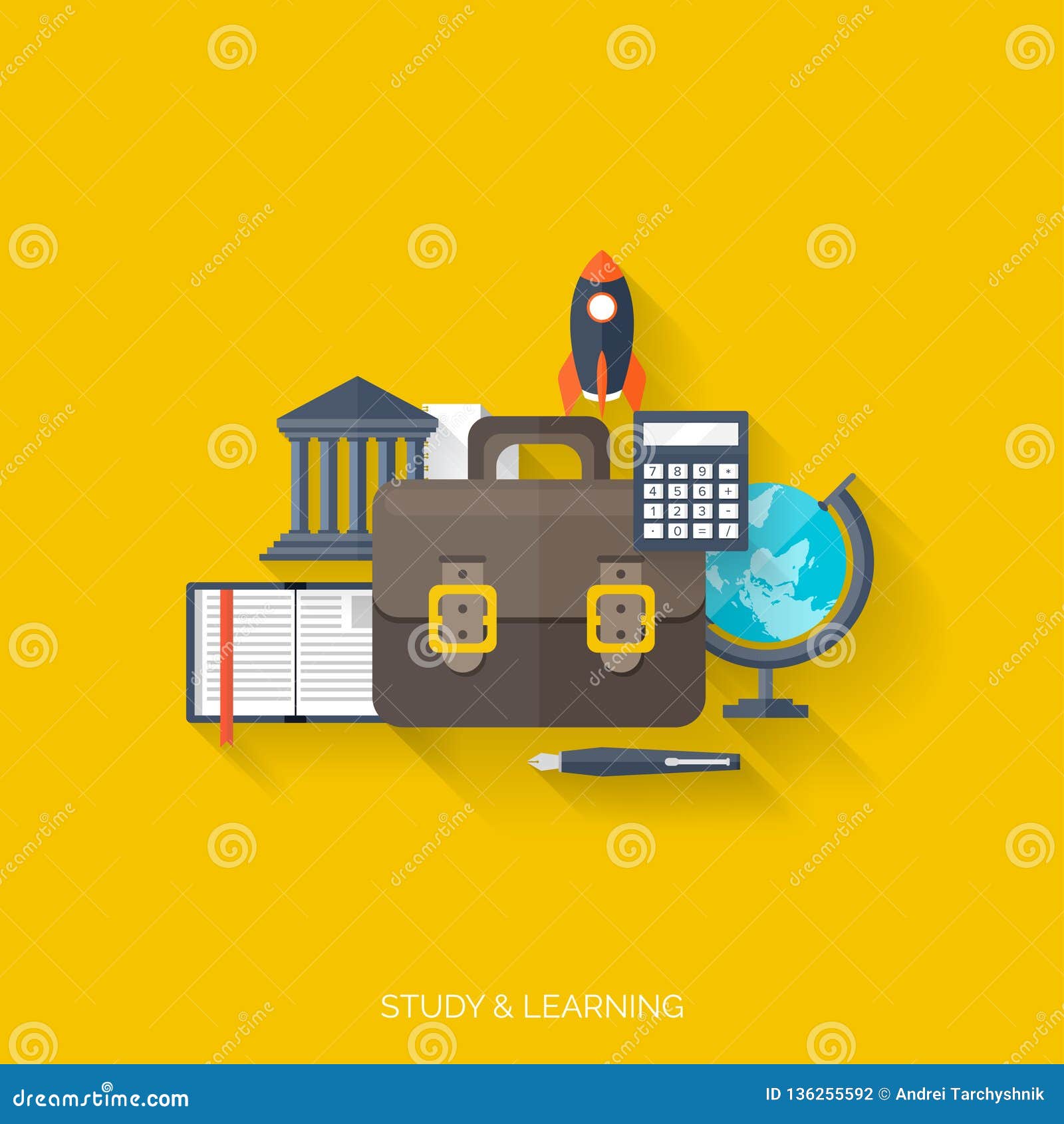 Flat Concept Education Background. Back To School. Distance Learning ...
