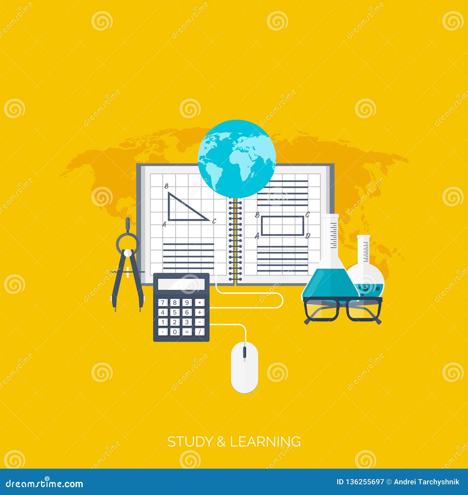 Flat Concept Education Background. Back To School. Distance Learning ...
