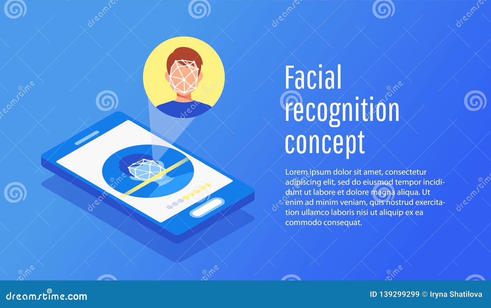 Face Id Face Identification of Young Man. Stock Vector - Illustration ...
