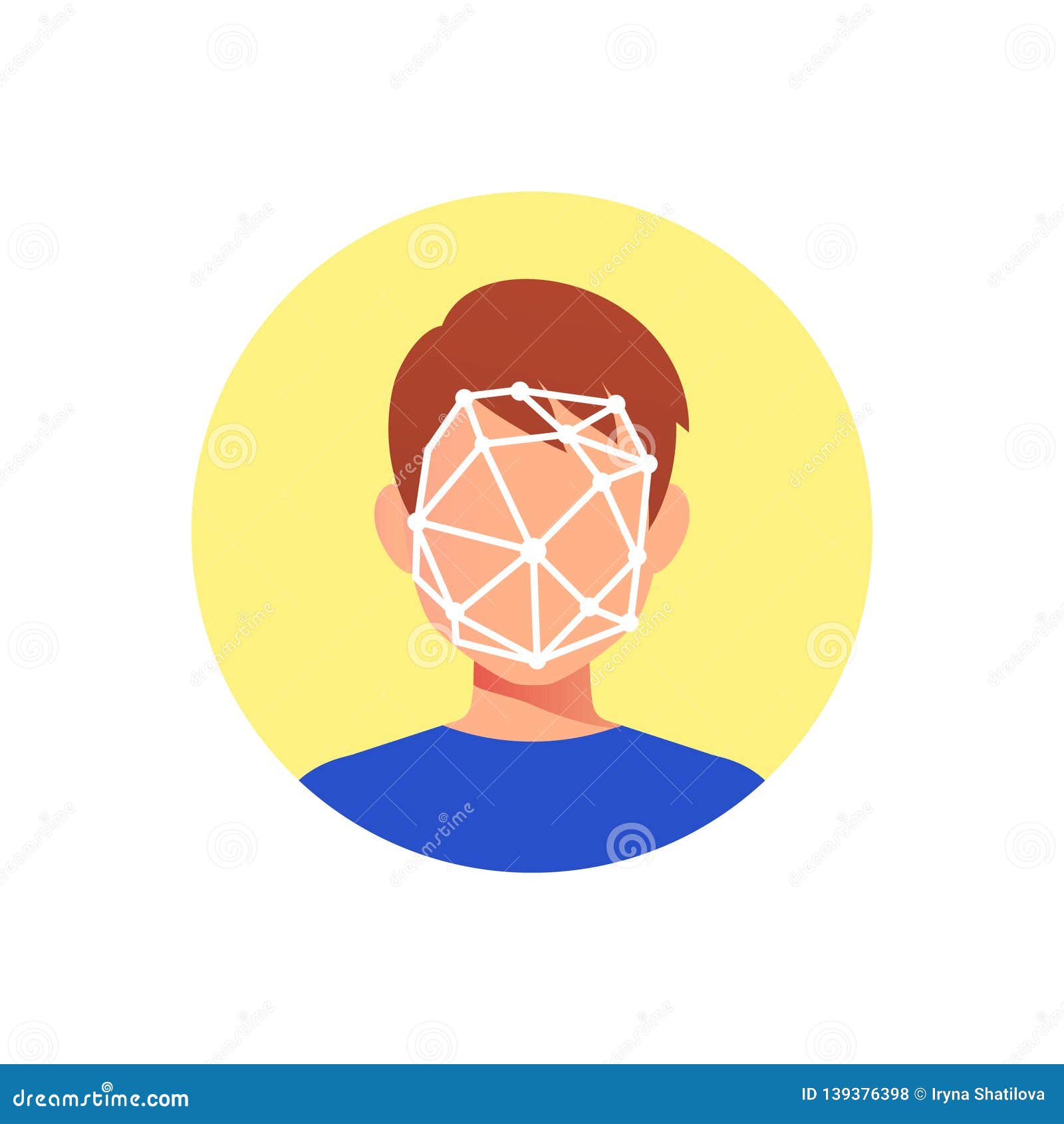 Face Id Face Identification of Young Man. Stock Vector - Illustration ...