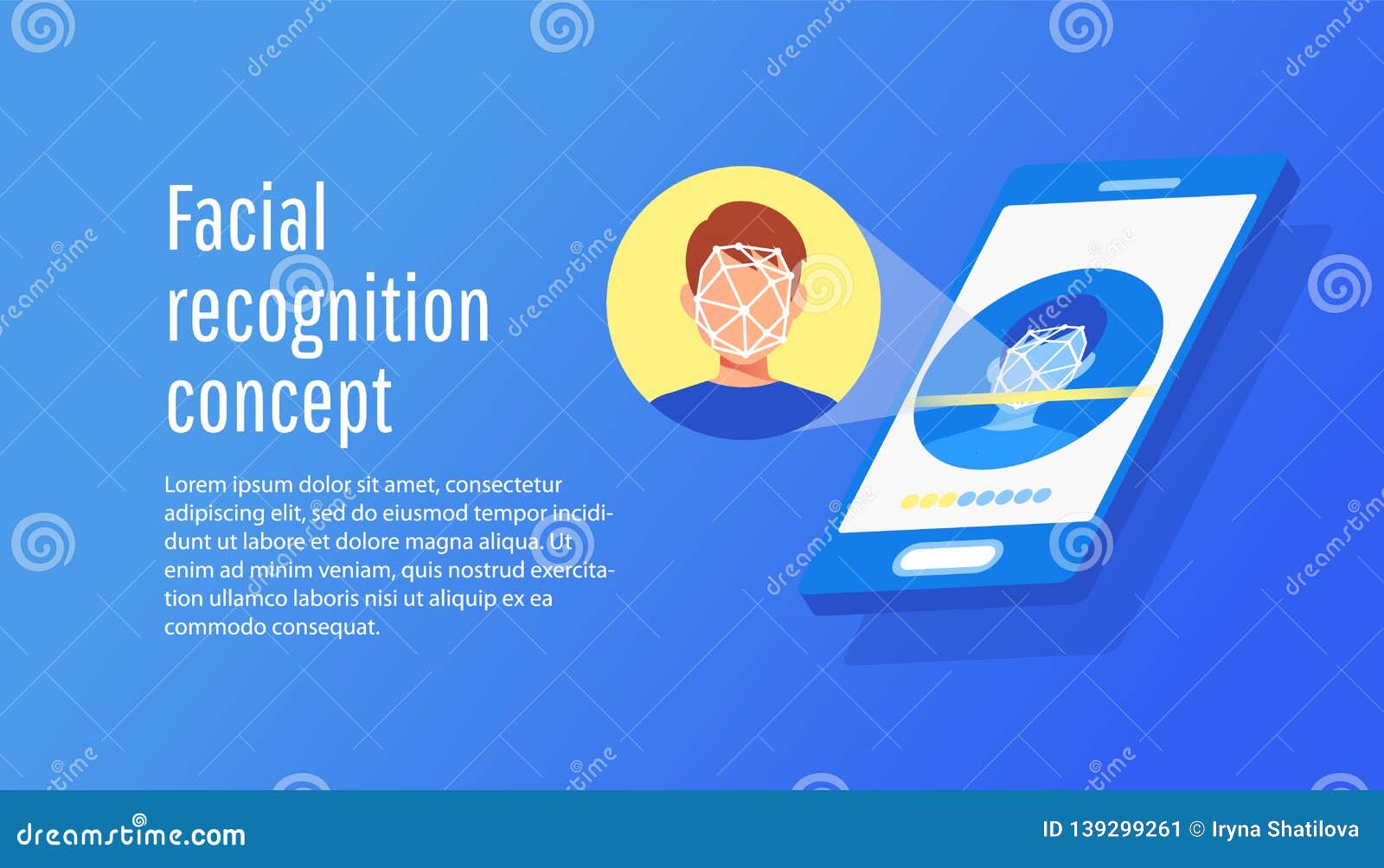 Face Id Face Identification of Young Man. Stock Vector - Illustration ...